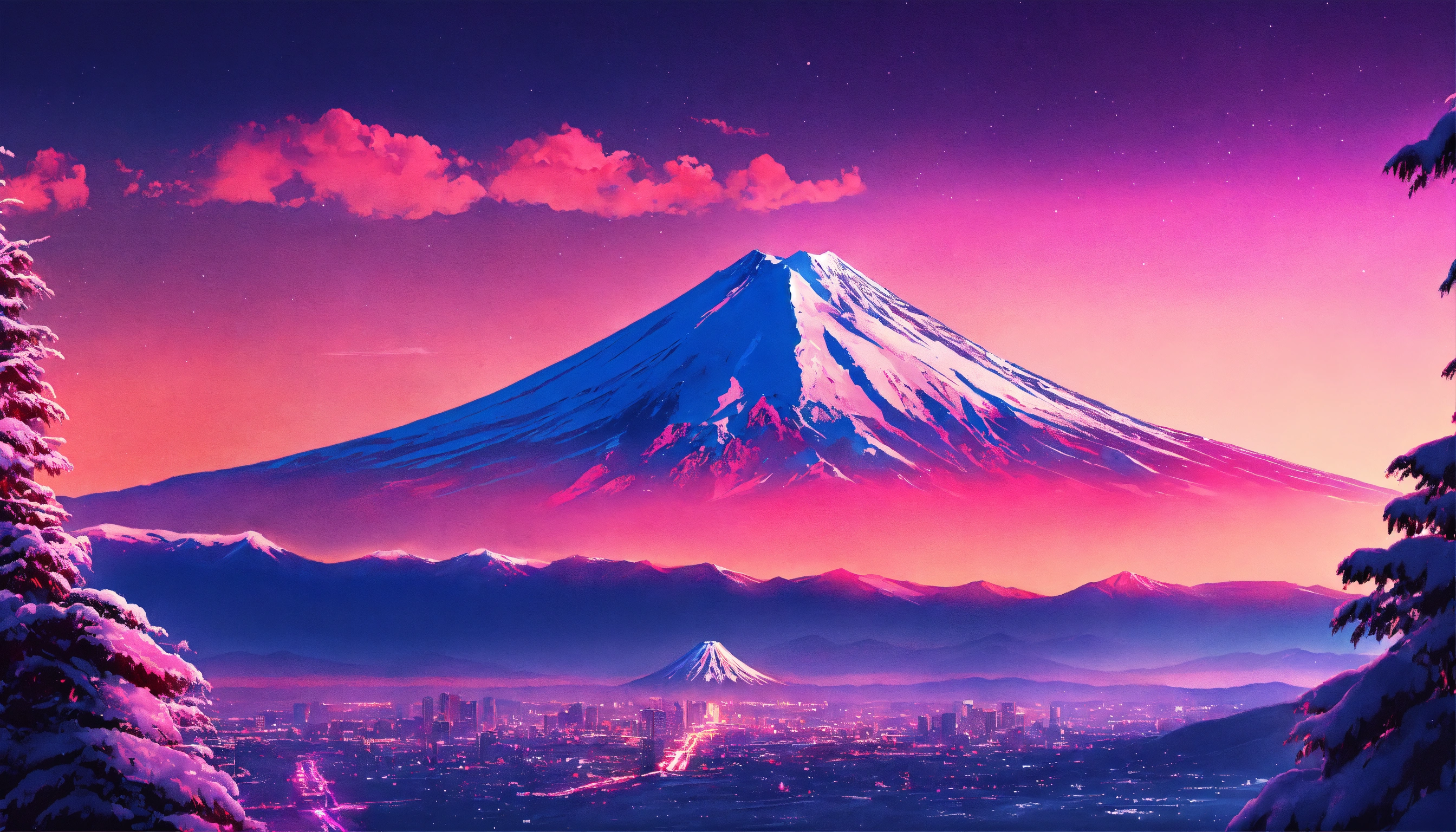 Lexica - Synthwave style snowy fuji yama future