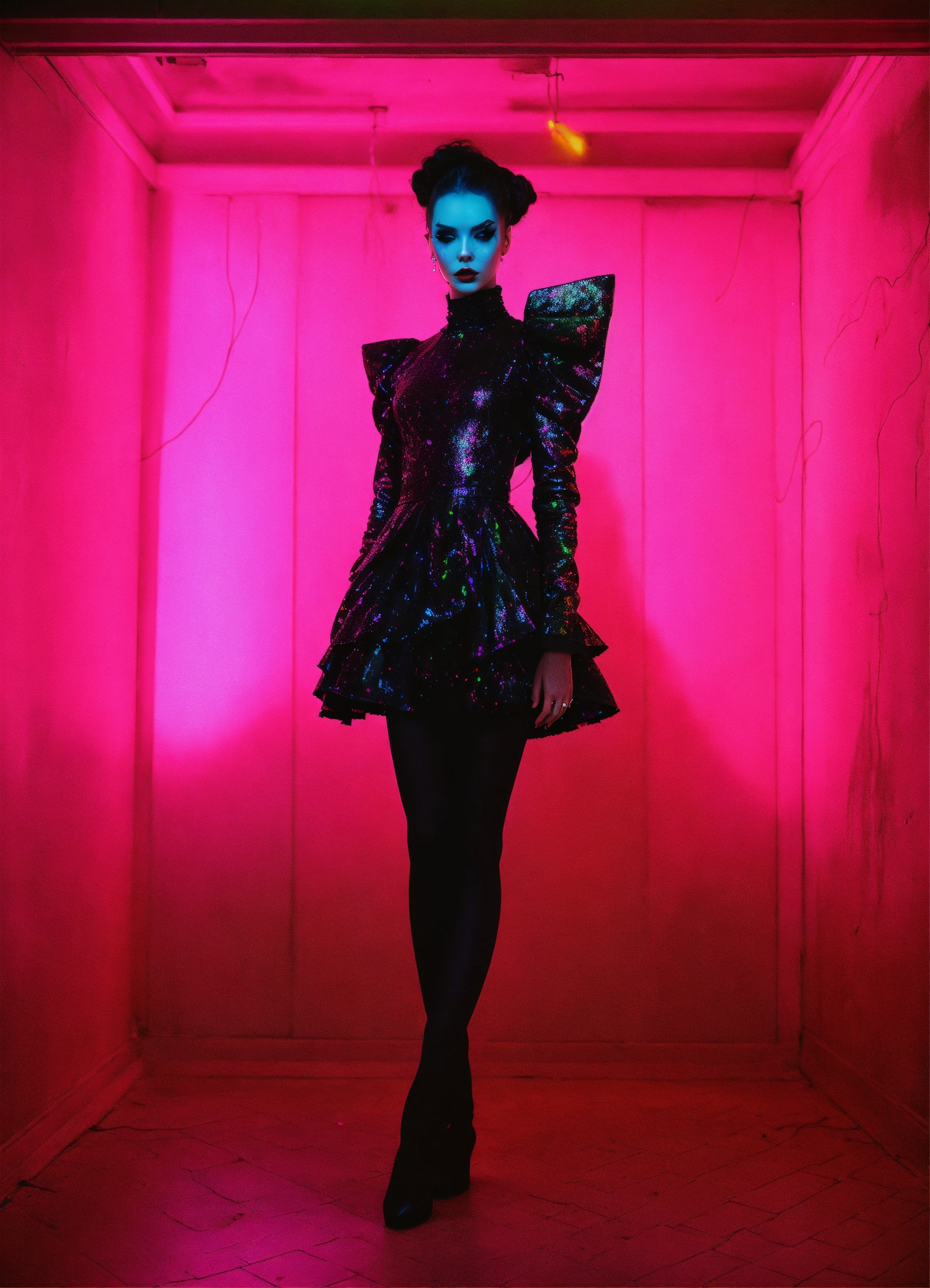 Lexica - Full body portrait Fashion, of Pinhead DMT black light glitter ...