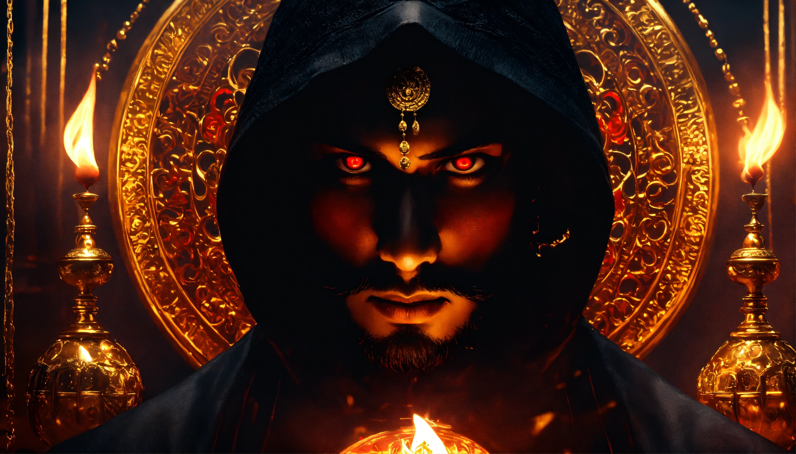 Lexica - Sinister and dramatic picture of a young handsome Indian ...