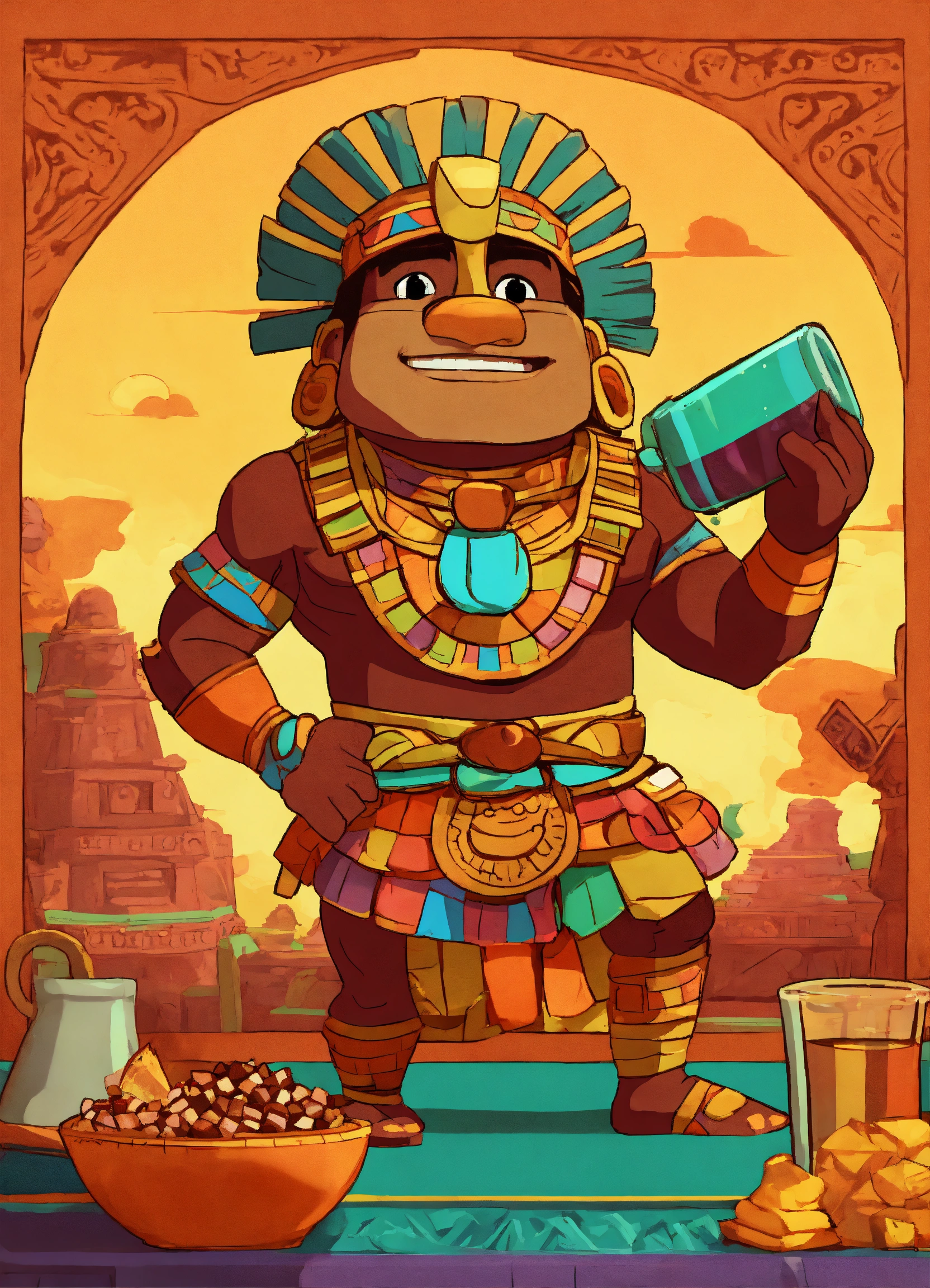 Lexica - Pixar animation of montezuma, aztec emperor drinking xocolatl ...