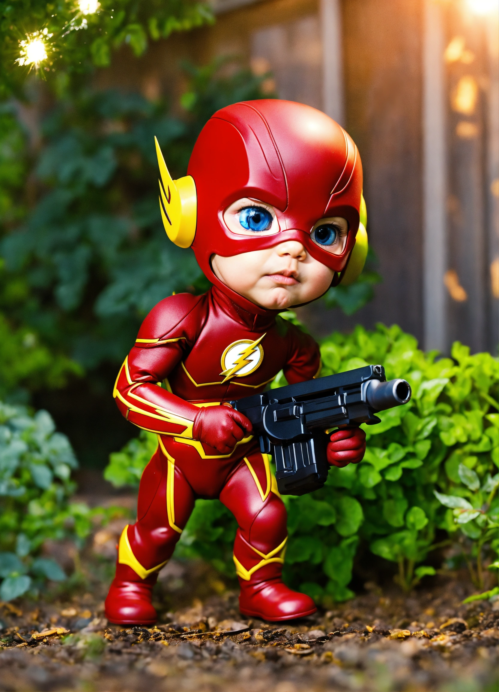 Lexica - Realistic, baby the flash playing gun, in the garden, amazing ...
