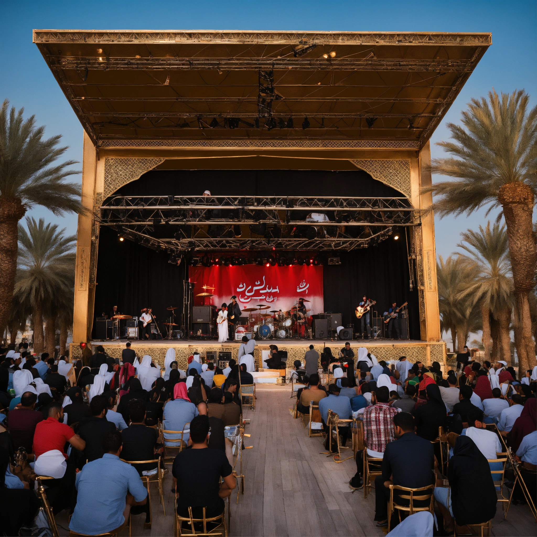 Lexica - Bahraini style elevated concert stage with live music bands