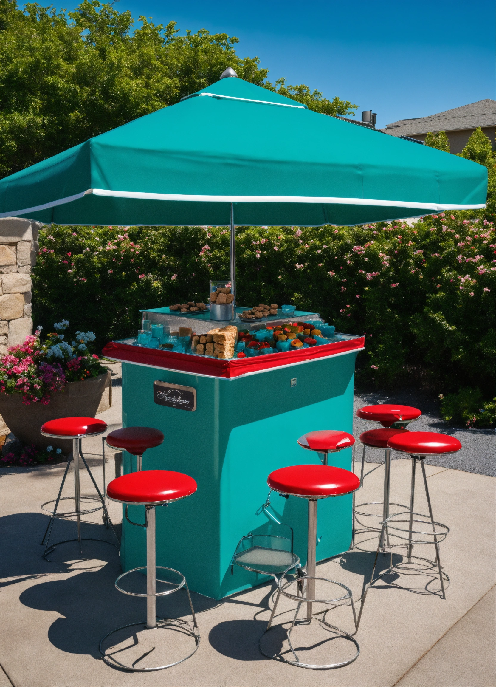 Lexica - Elegant teal ice igloo booth to sell smores outdoor with a red ...