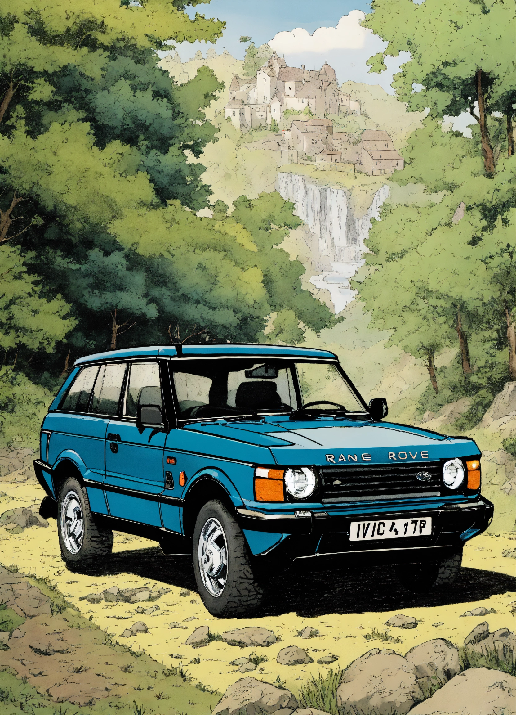 Lexica - Detailed pen and ink illustration of a Range Rover Evoque, by ...