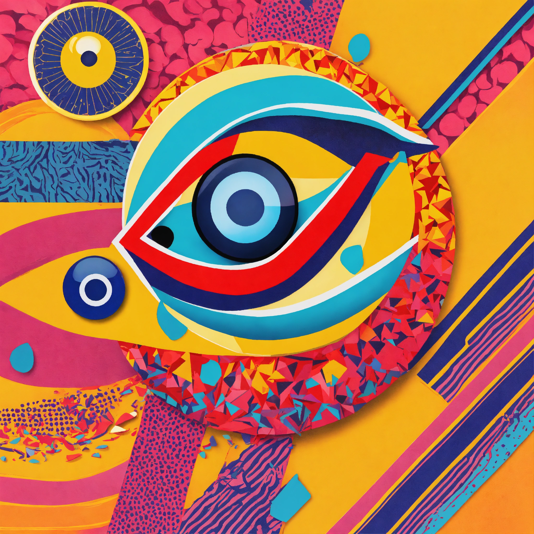 Lexica - Minimalist evil eye sticker design in a pop art style