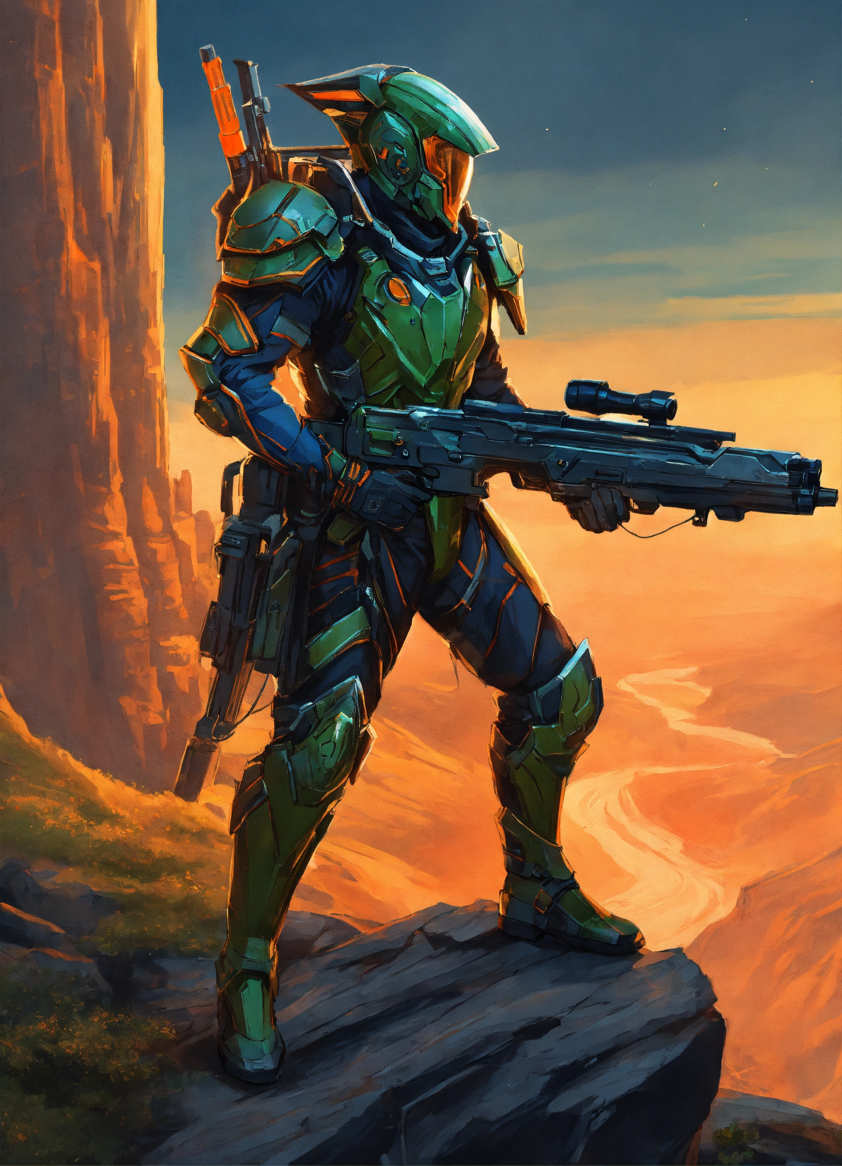 Lexica - Epic drawing of a full body of a high elf sci fi soldier ...