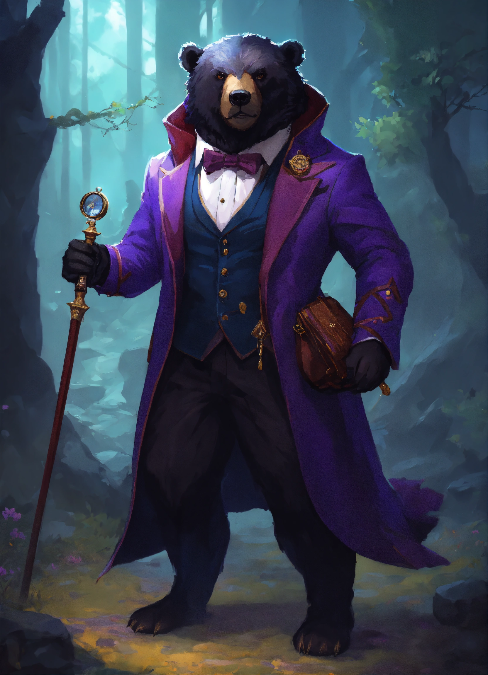 Lexica - A dire bear wearing a classic tuxedo with a eye glass monocle ...