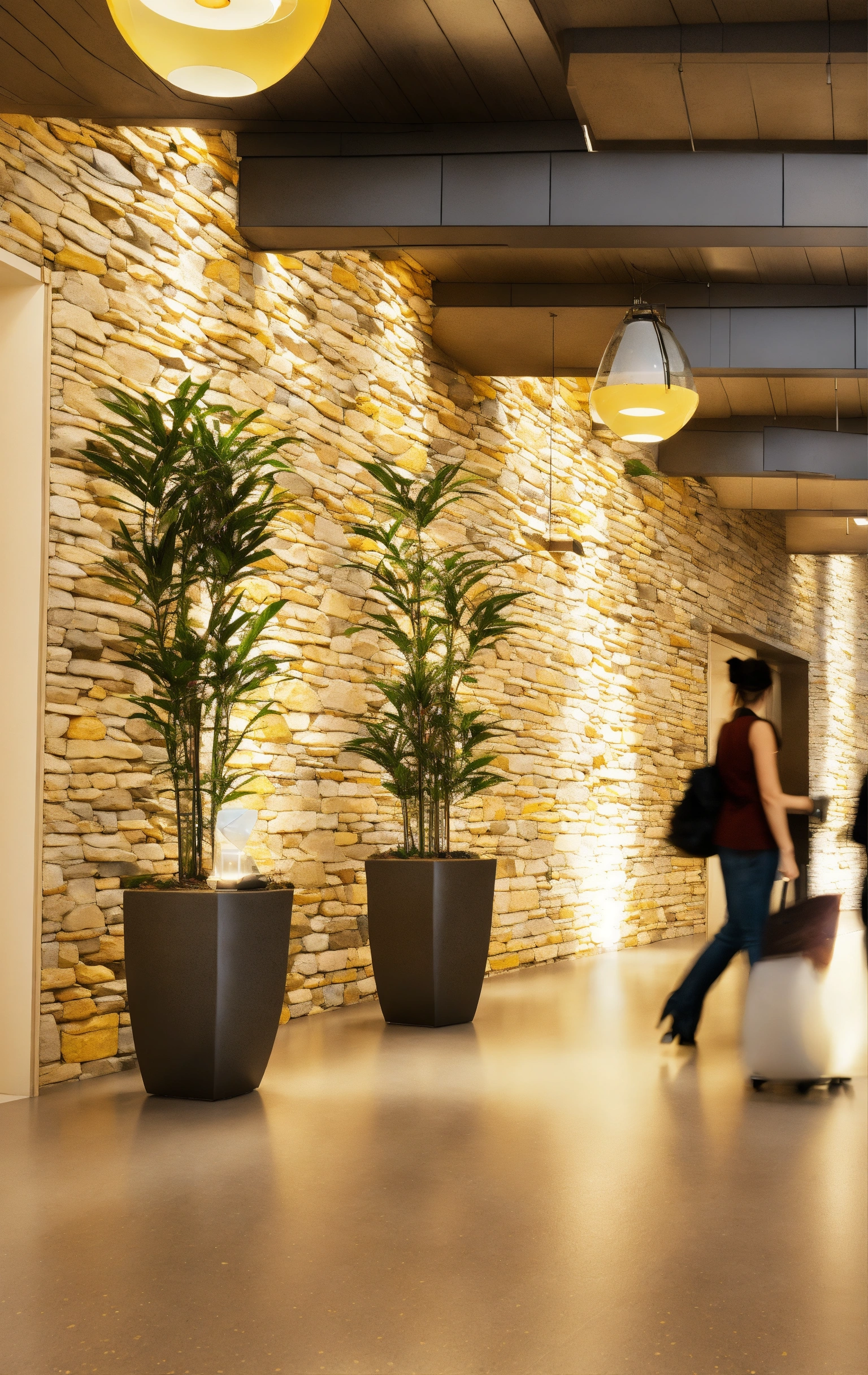 Lexica - Airport corridor, one side of the corridor full height glass ...