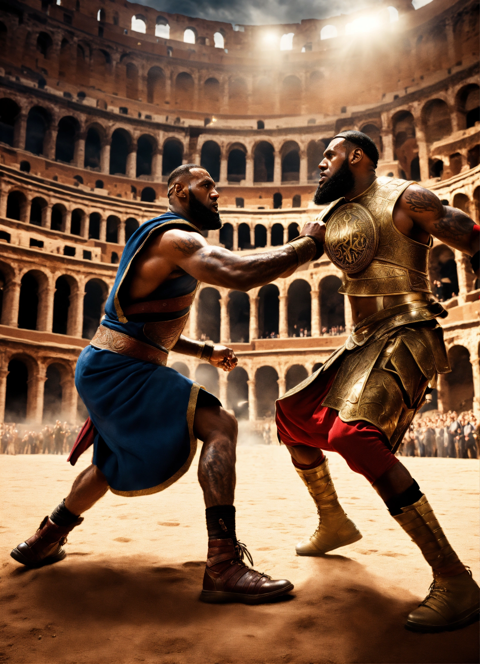 Lexica - Photo realistic shot of dumbledore and lebron james fighting ...