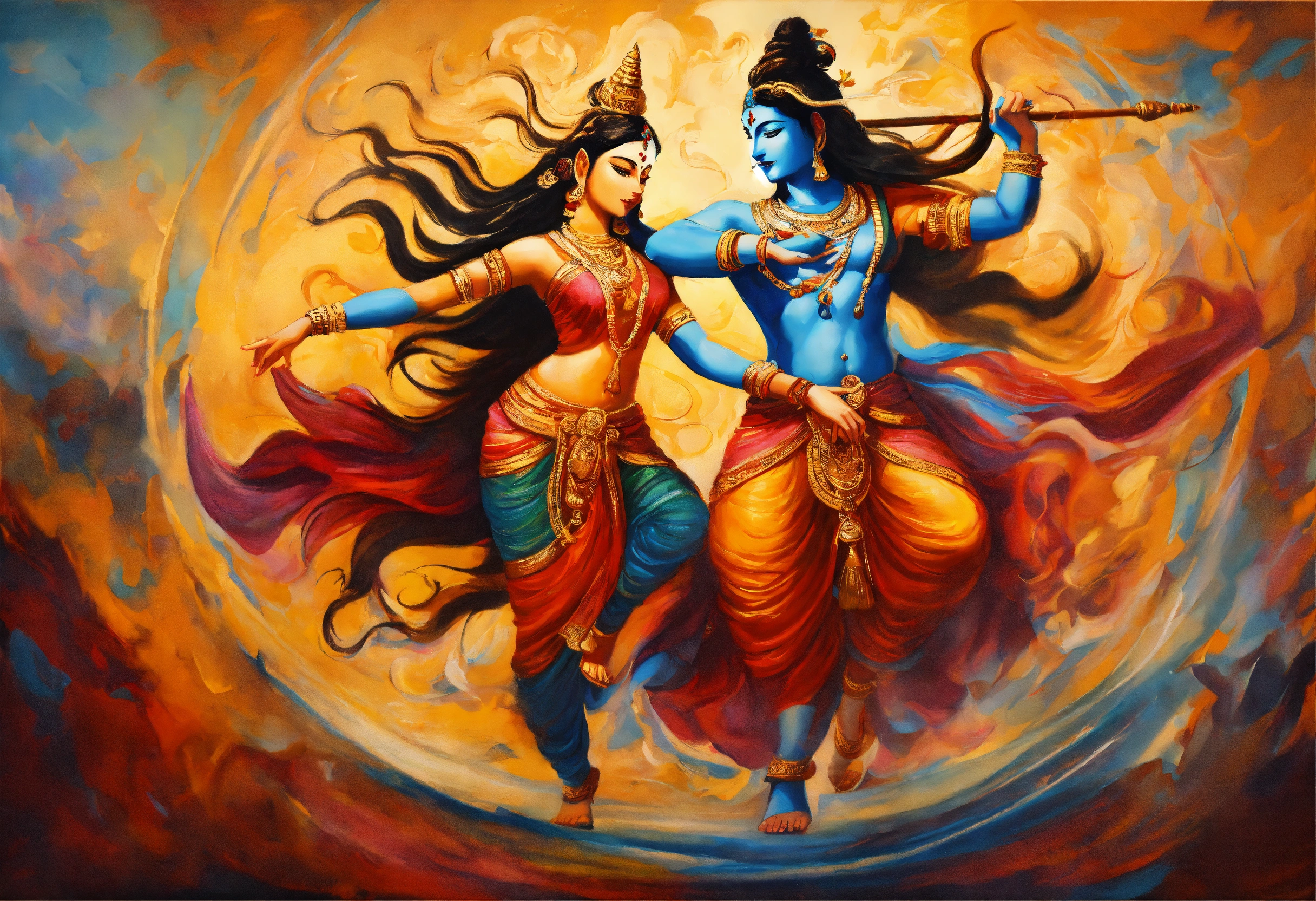 Lexica - A dynamic abstract painting depicting the dancing Hindu ...