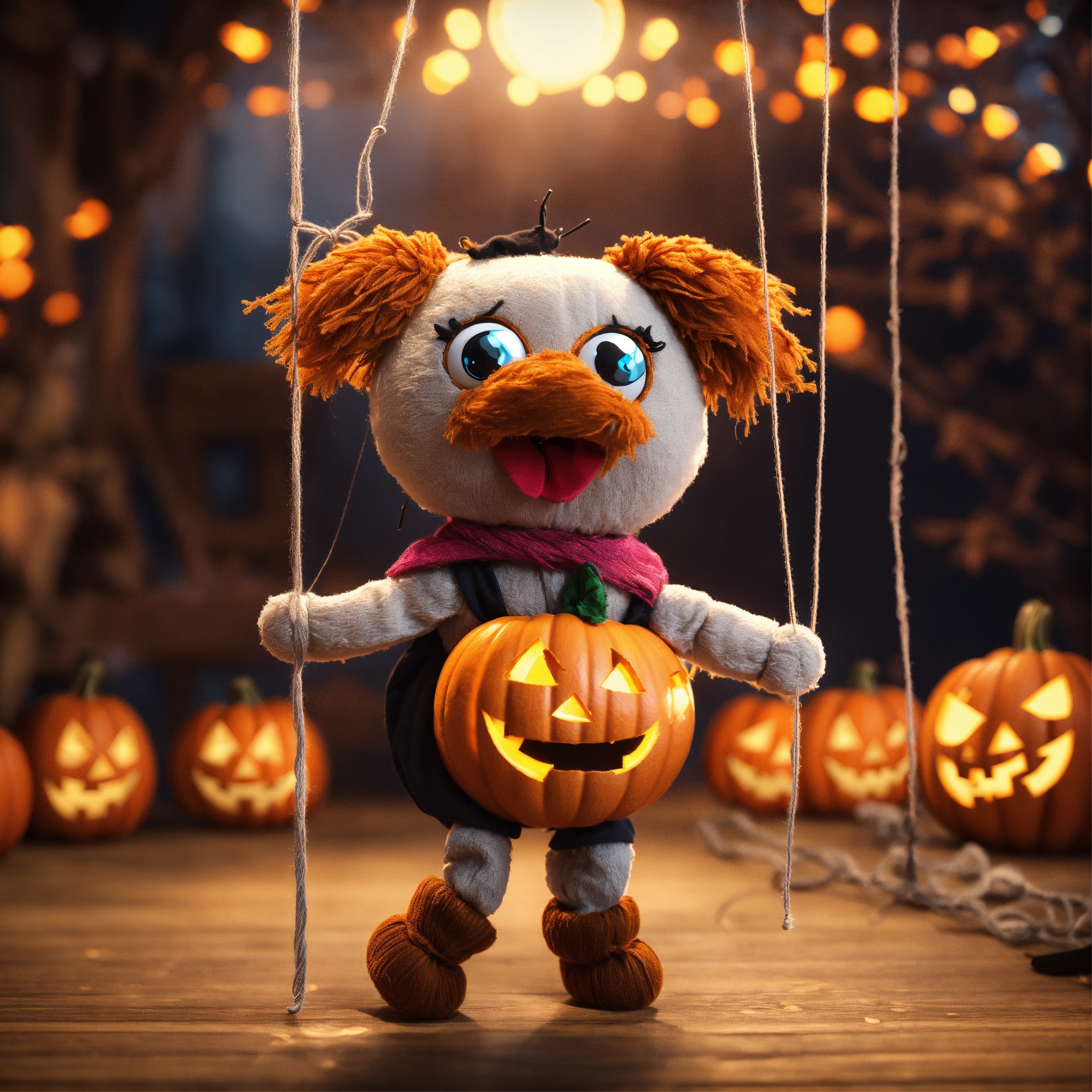 Lexica - Cute puppet on a string, halloween, unreal engine render, 8k