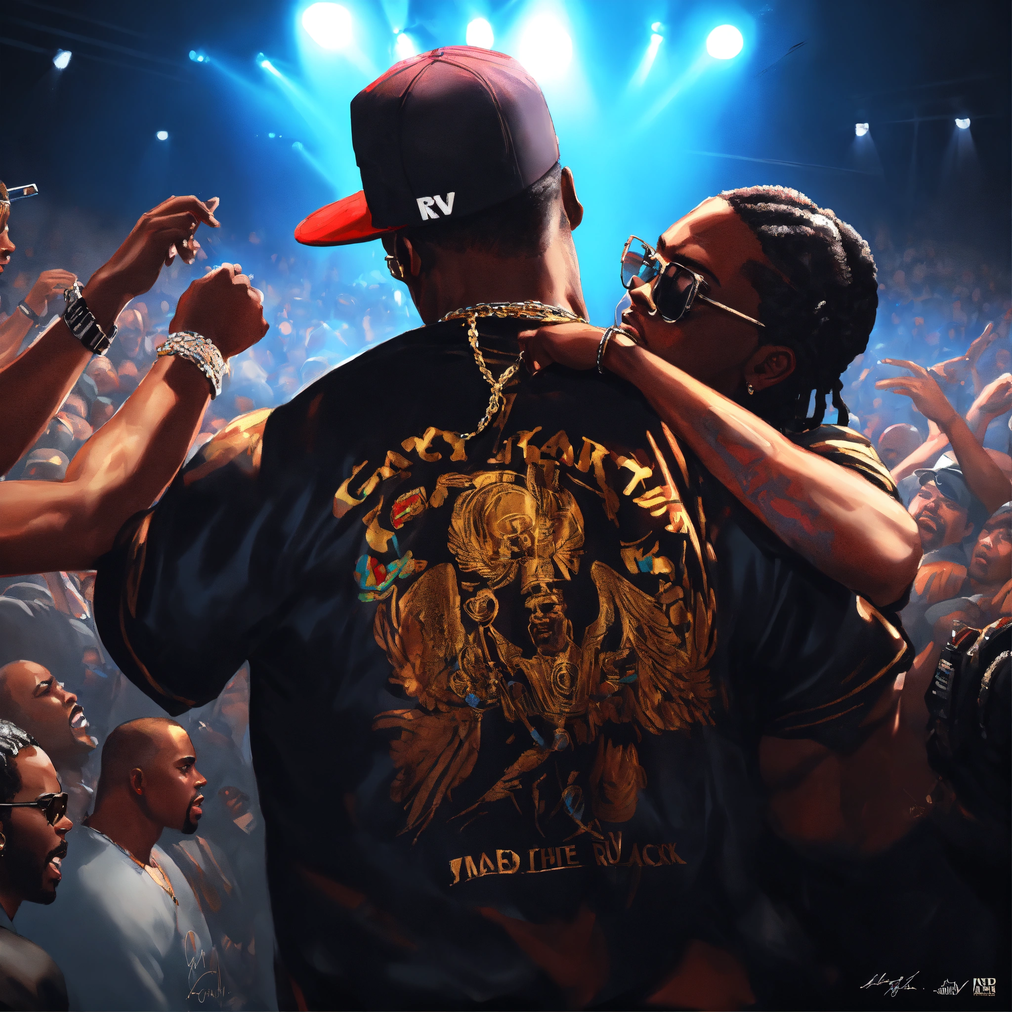 Lexica - Back view Pop art, hyperrealist portrait of black rapper "Eazy ...