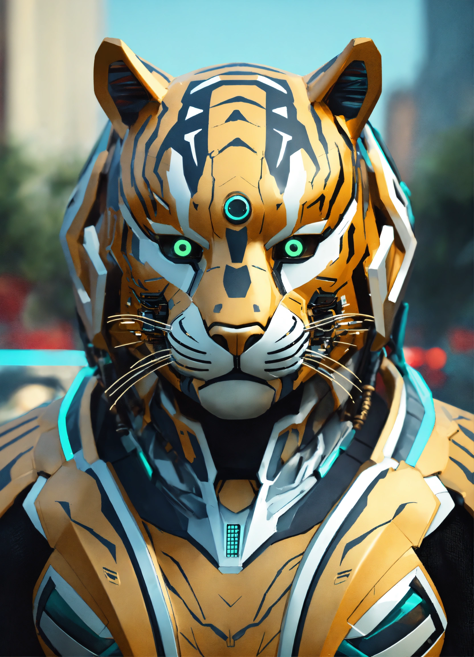 Lexica - Tiger futuristic design anthropomorphic mask Painted by Doze ...