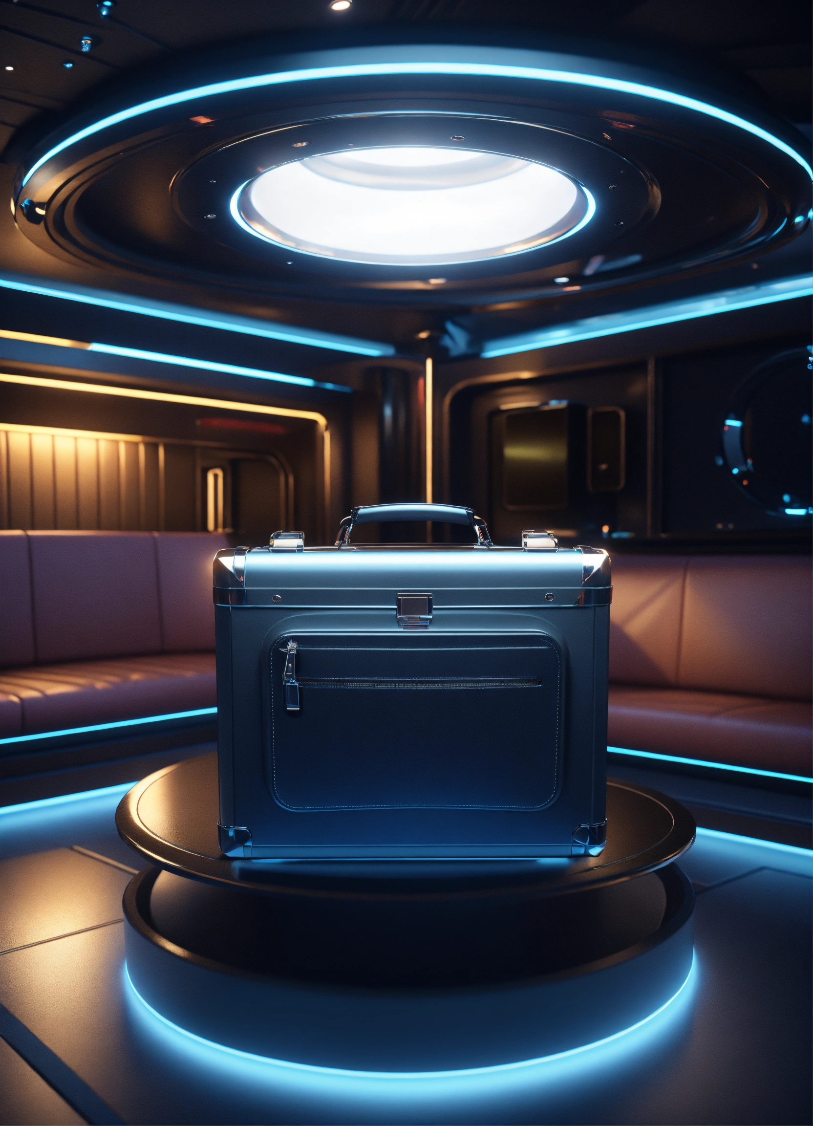 Lexica - VIew of a empty hi tech titanium security briefcase open on a ...