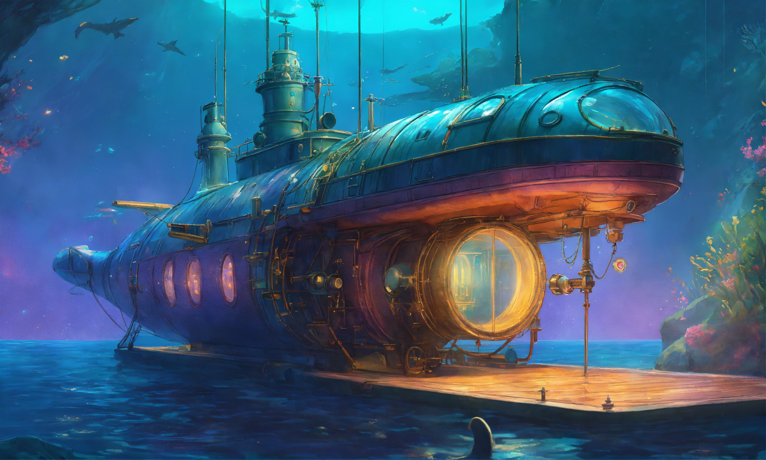 Lexica - A steam punk submarine deep underwater based on The Nautilus ...