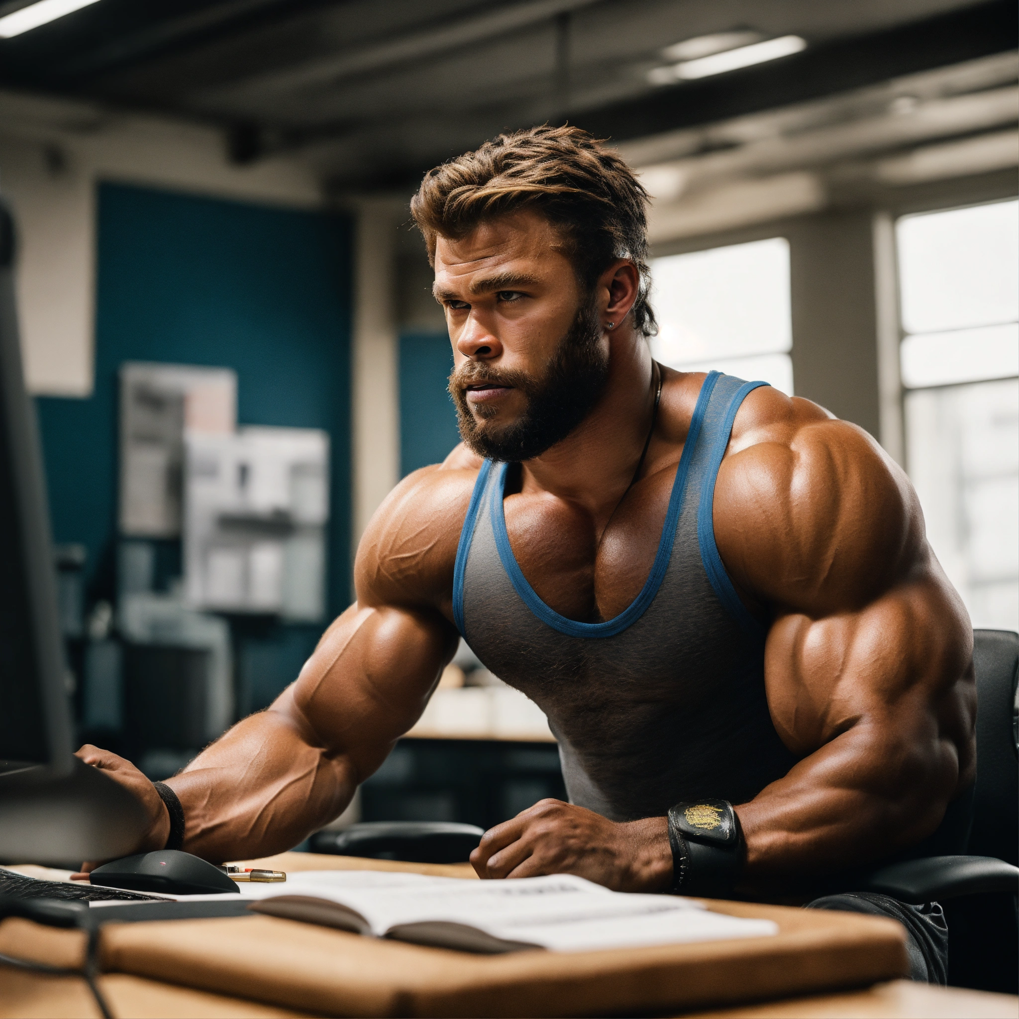 Lexica - 30-year-old hairy man with big muscles, African-American Chris ...