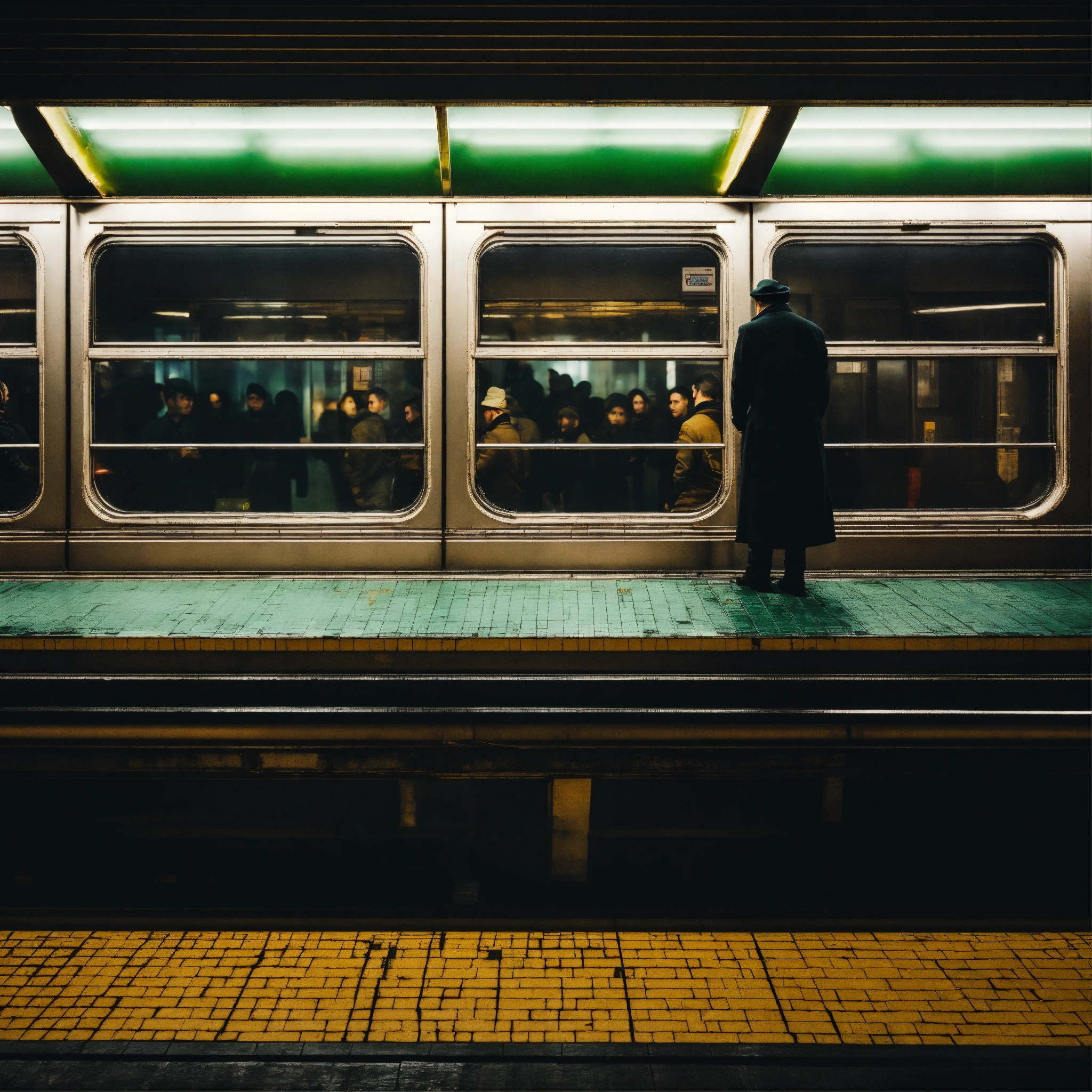 Lexica - (a lot of isolated humans) look over subway windows, in the ...