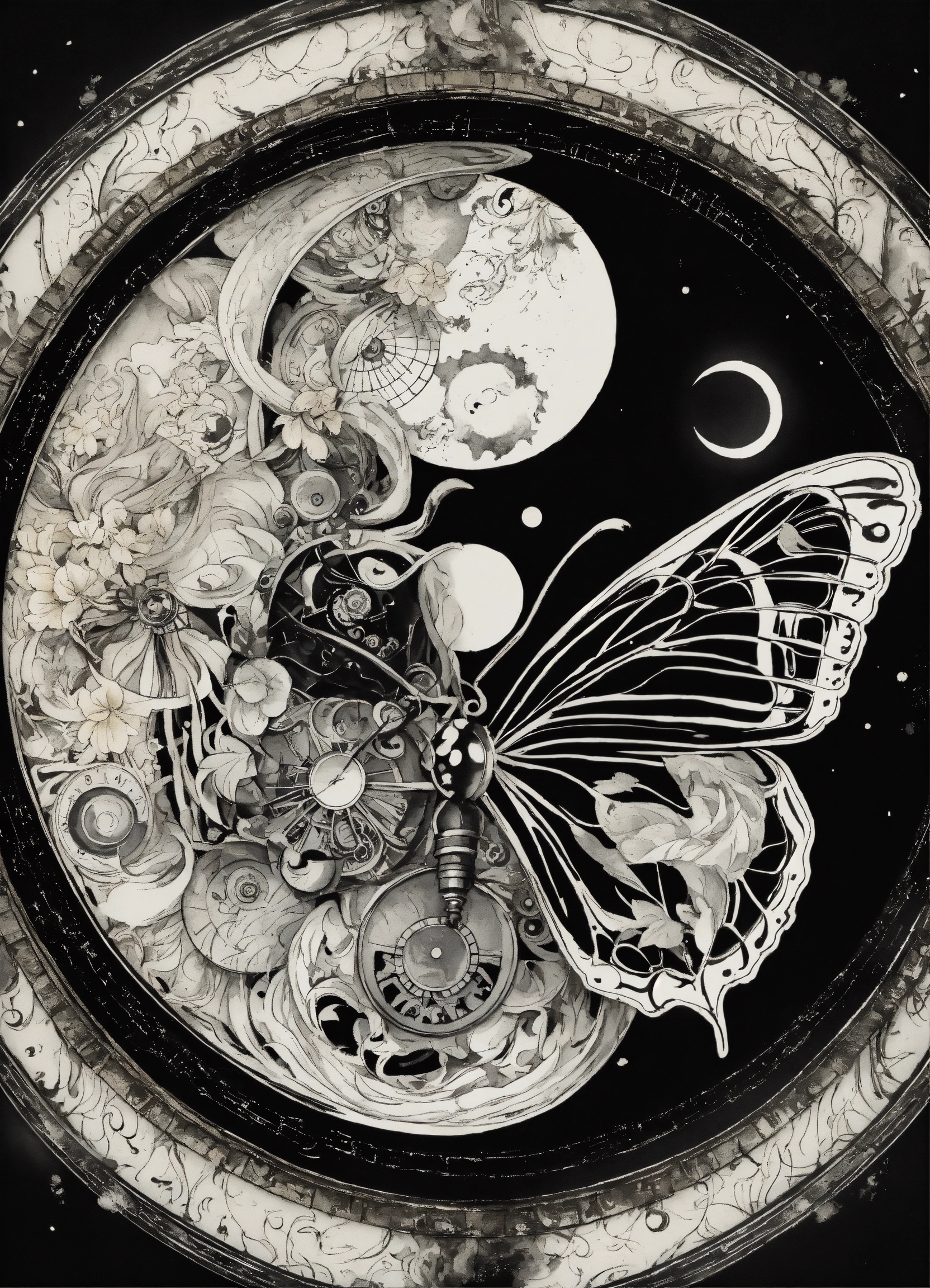 Lexica - Circular tattoo design, Yin and Yang shaped logo steampunk hq ...