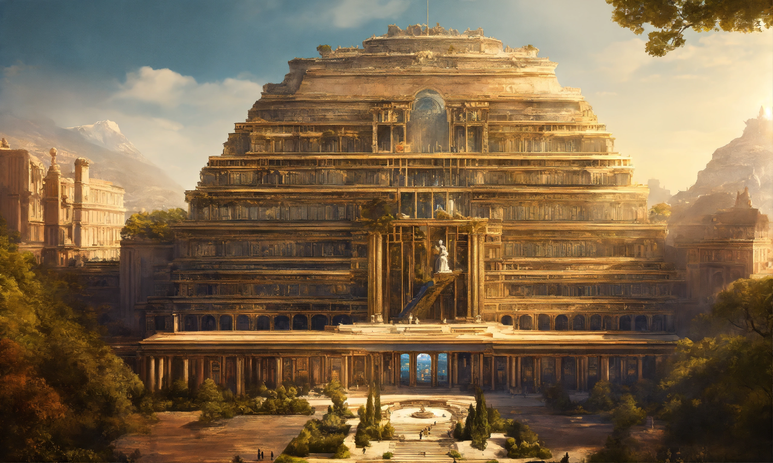 Lexica - Gigantic futuristic high-rise building palace reaching to the ...