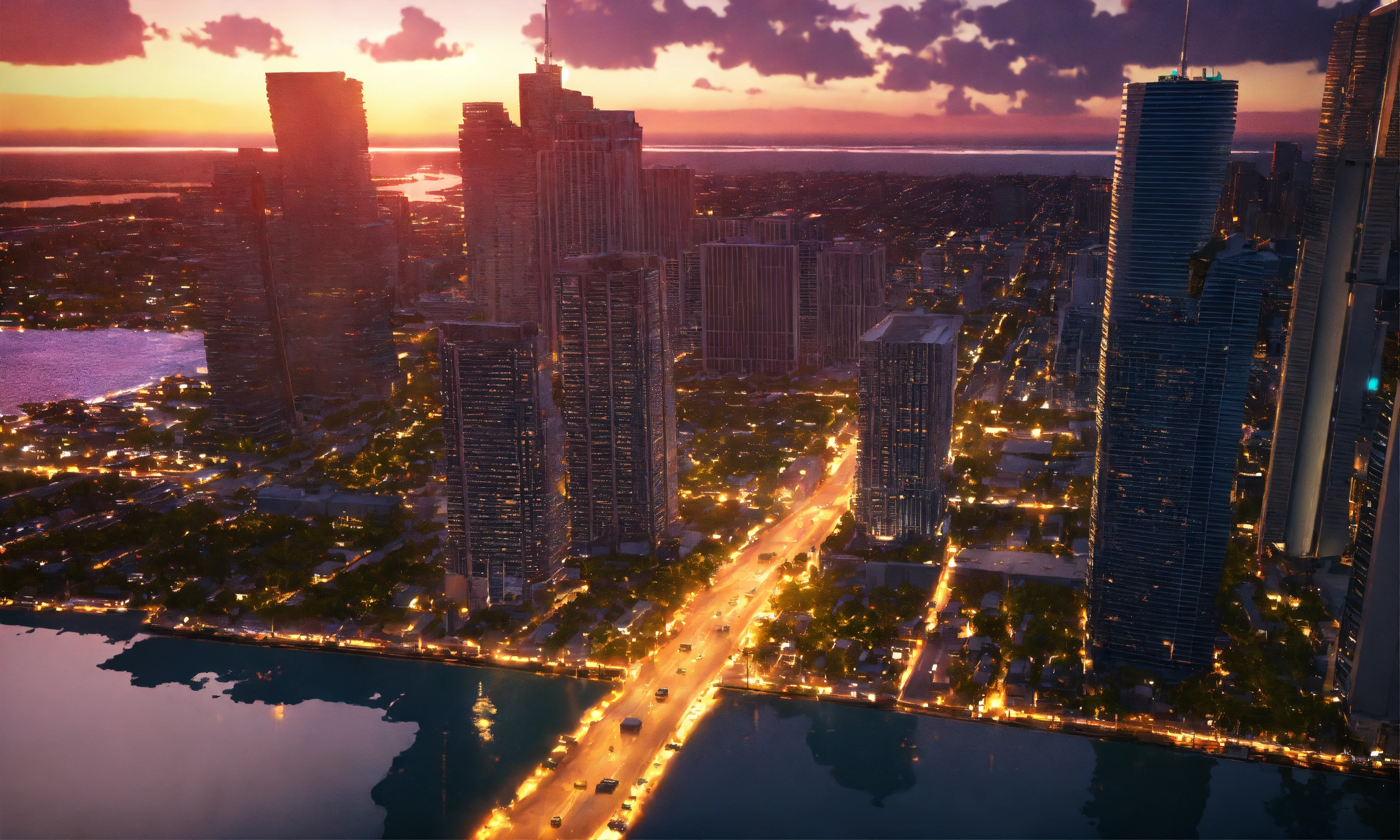 Lexica - Unreal engine render of Aerial view of downtown Miami ...