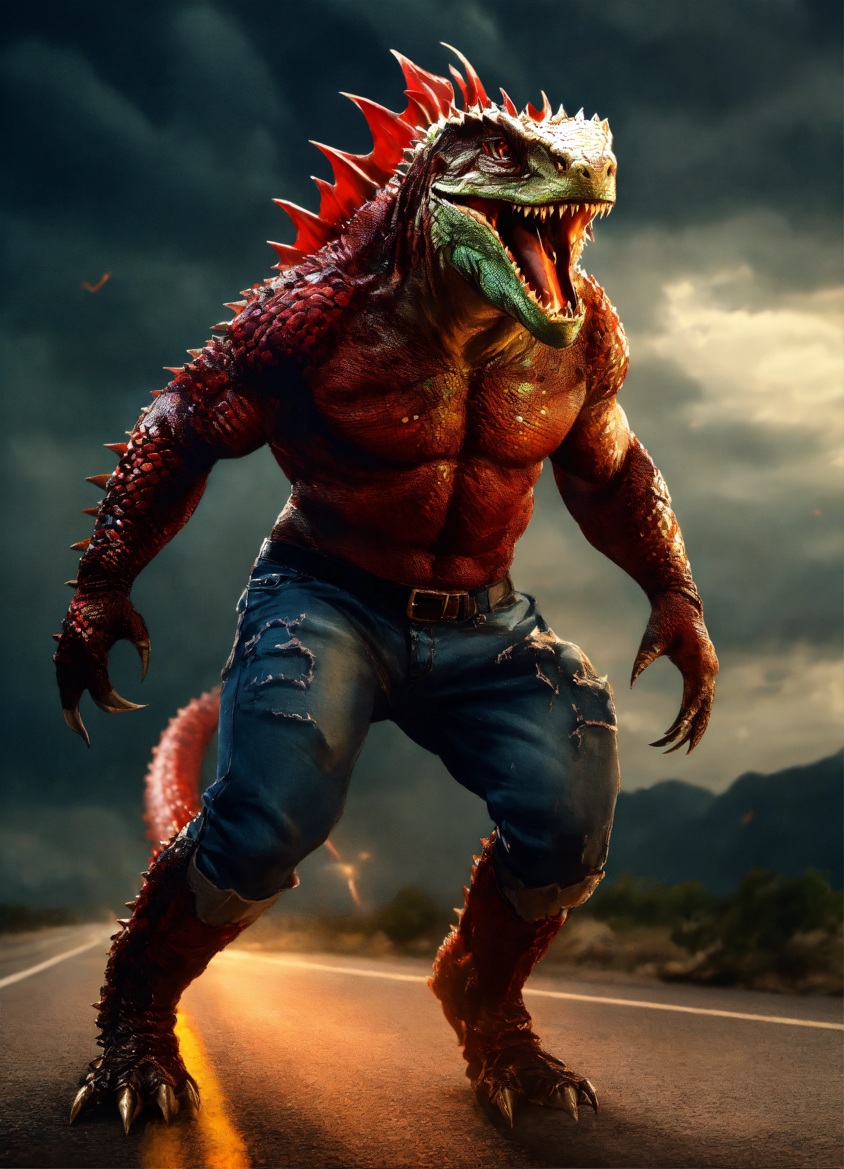 Lexica - Full body eight foot evil male Lizard god, big strong muscular ...