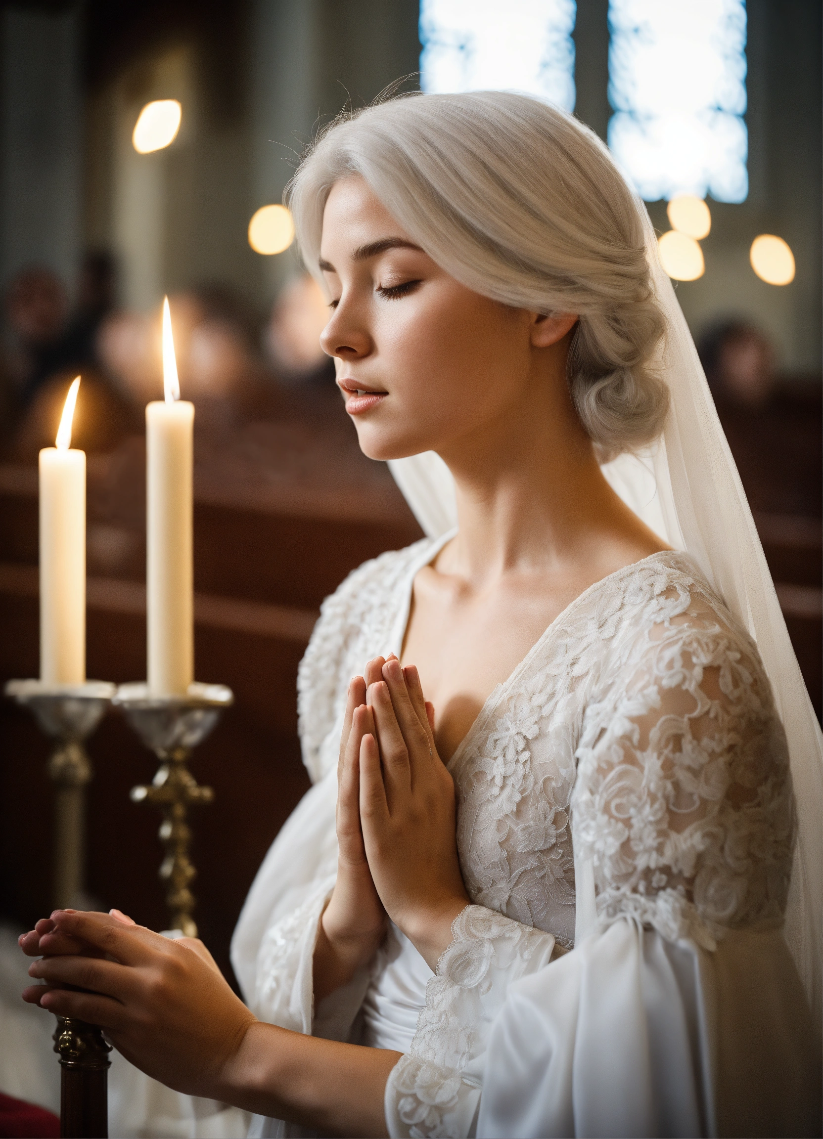 Lexica - A gray-eyed, white-haired, beautiful noble girl wearing a ...