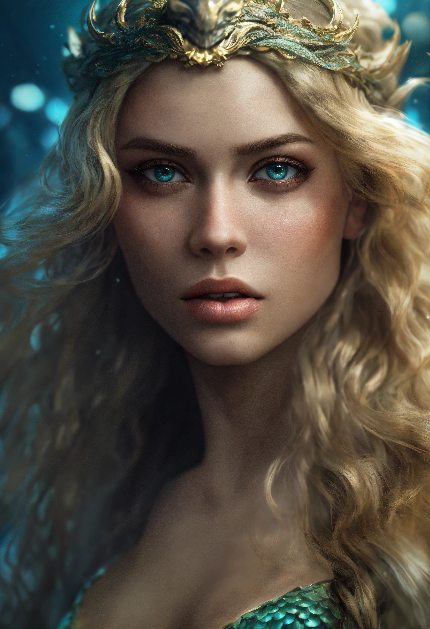 Lexica - Photorealistic, closeup, beautiful savage mermaid, facing the ...