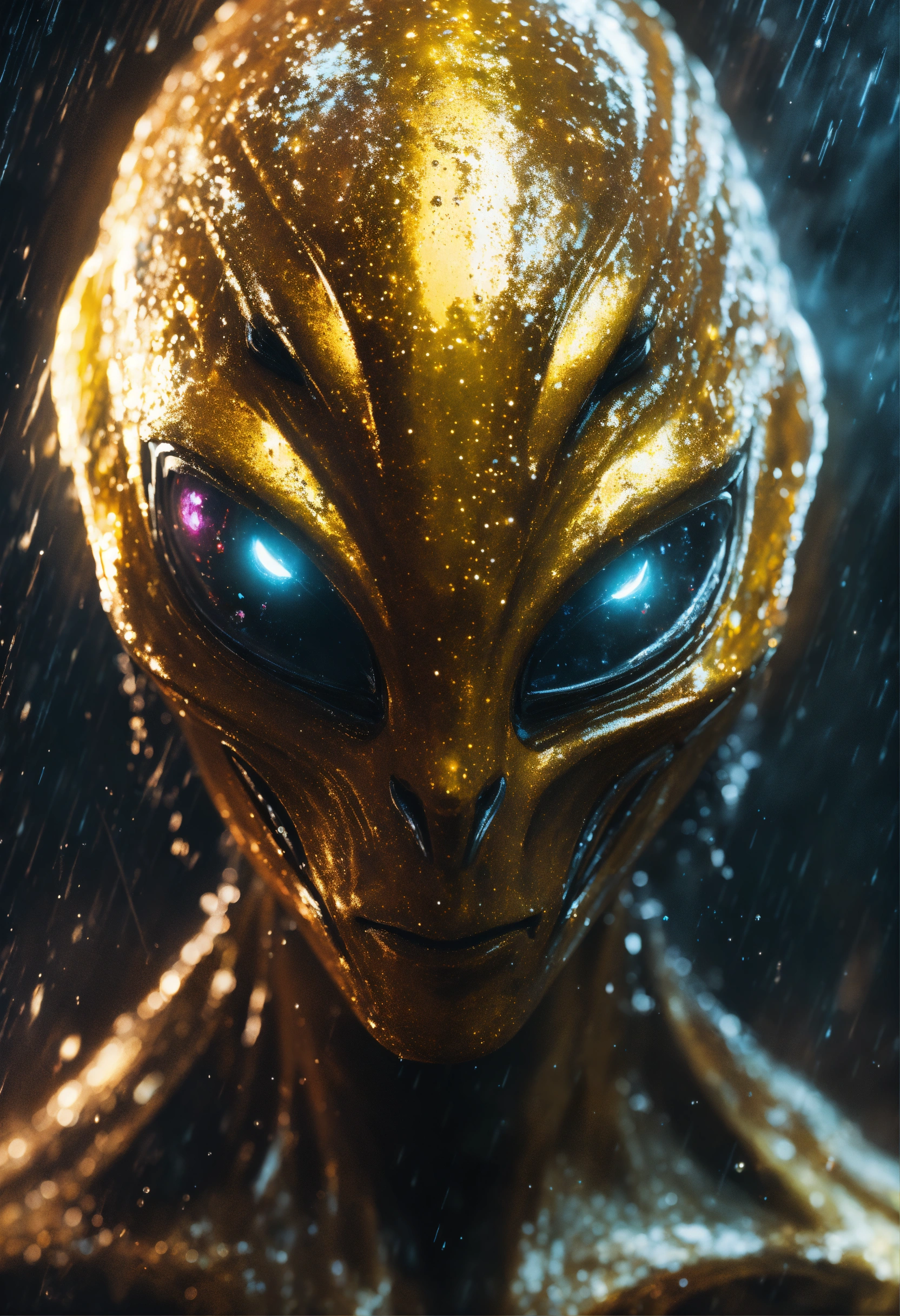 Lexica - An menacing alien with glowing eyes filled with swirling ...