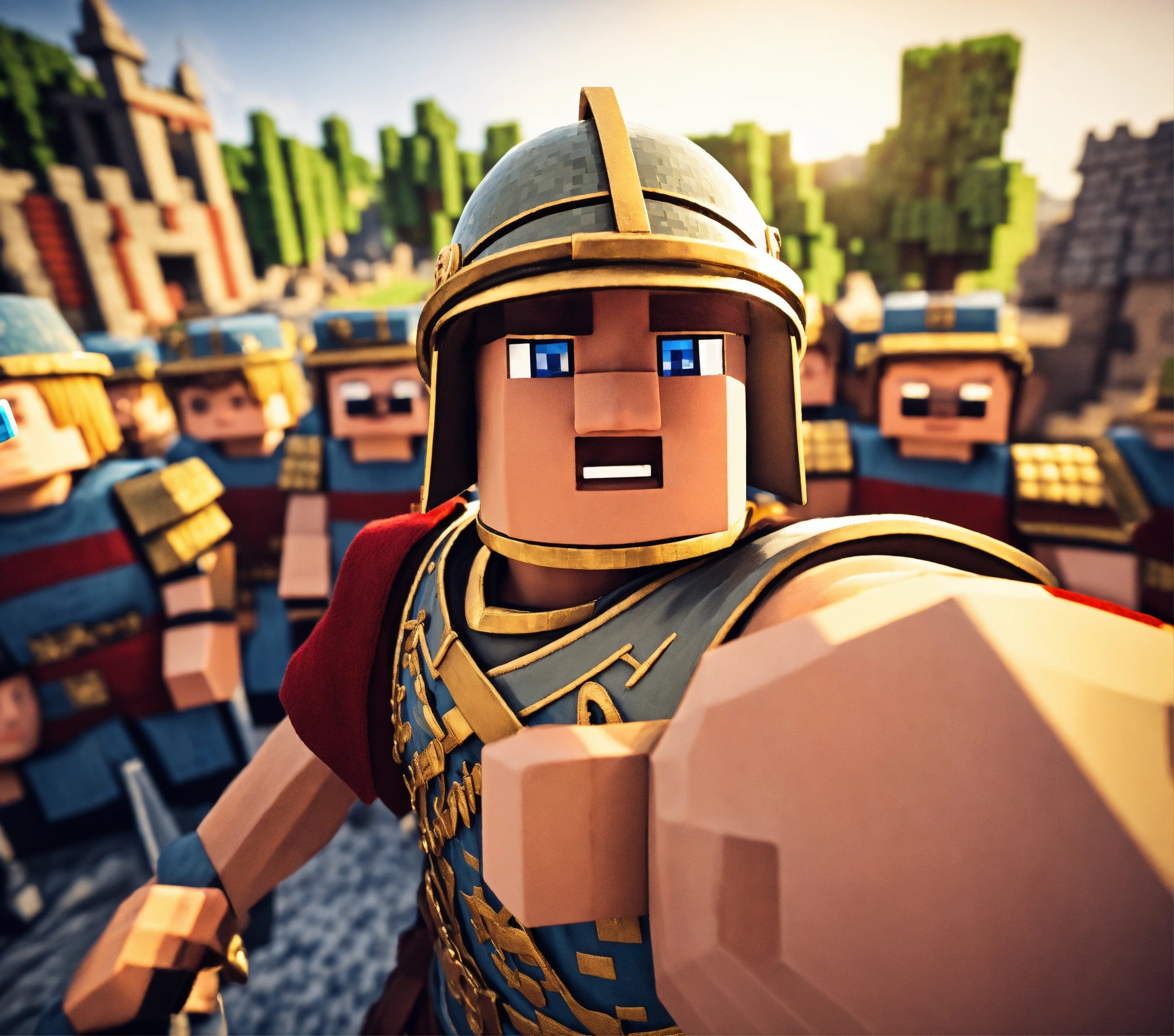 Lexica - Roman soldier guard taking selfie with minecraft villagers ...