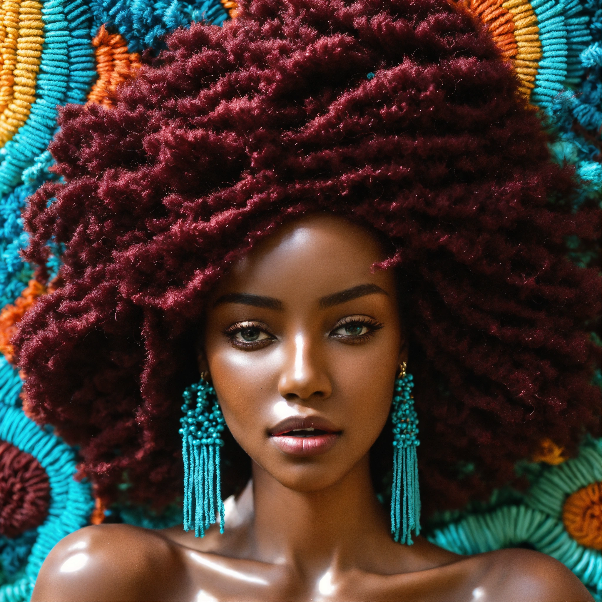 Lexica - Afrocentric embroidery scene of face of an stunningly ...