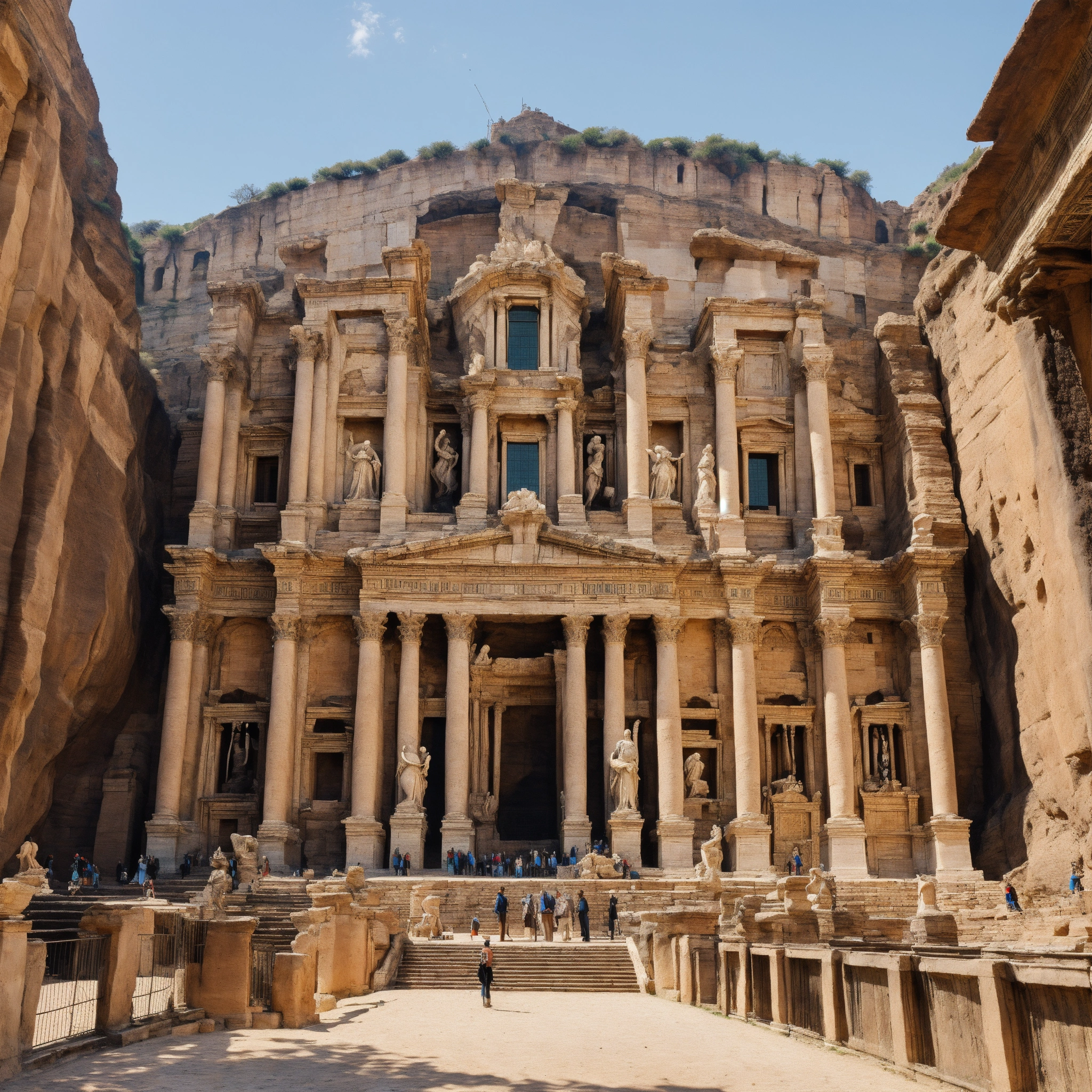 Lexica - Gigantic magnificent facade of a palace, with statues inspired ...
