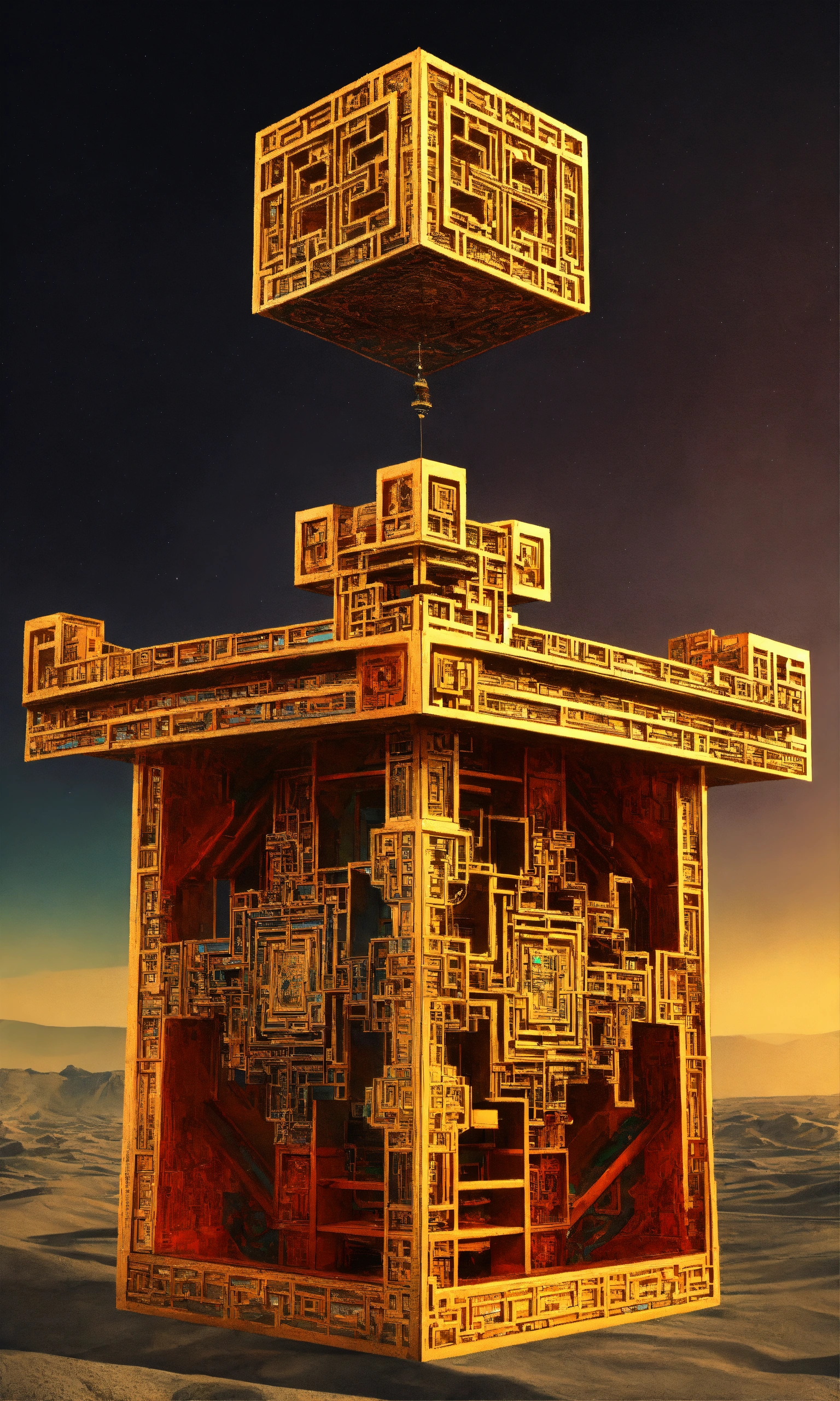 Lexica - Taoist monk tesseract body fractal three point perspective ...