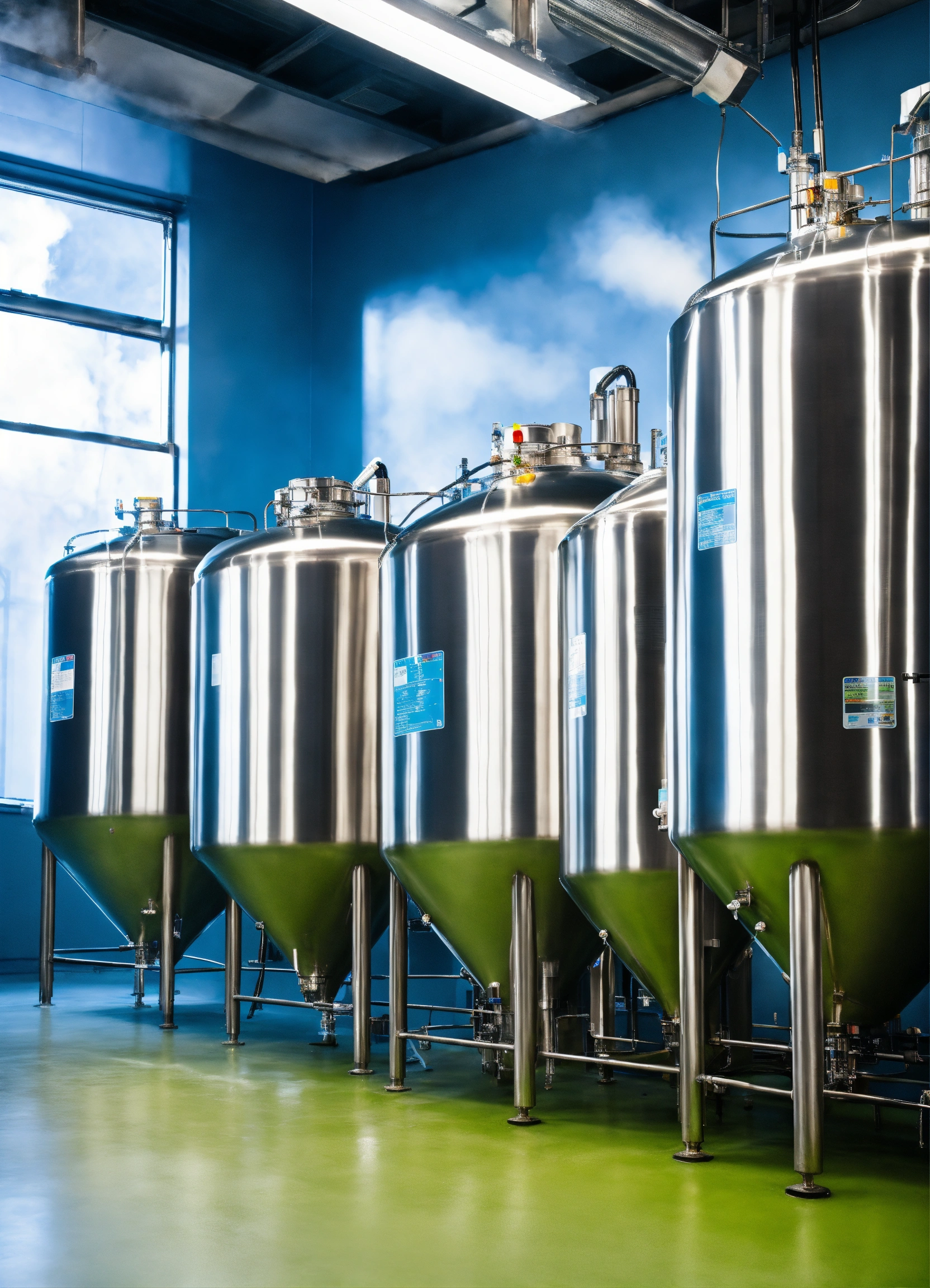 Lexica - Multiple stainless steel tanks with open lids filled with ...