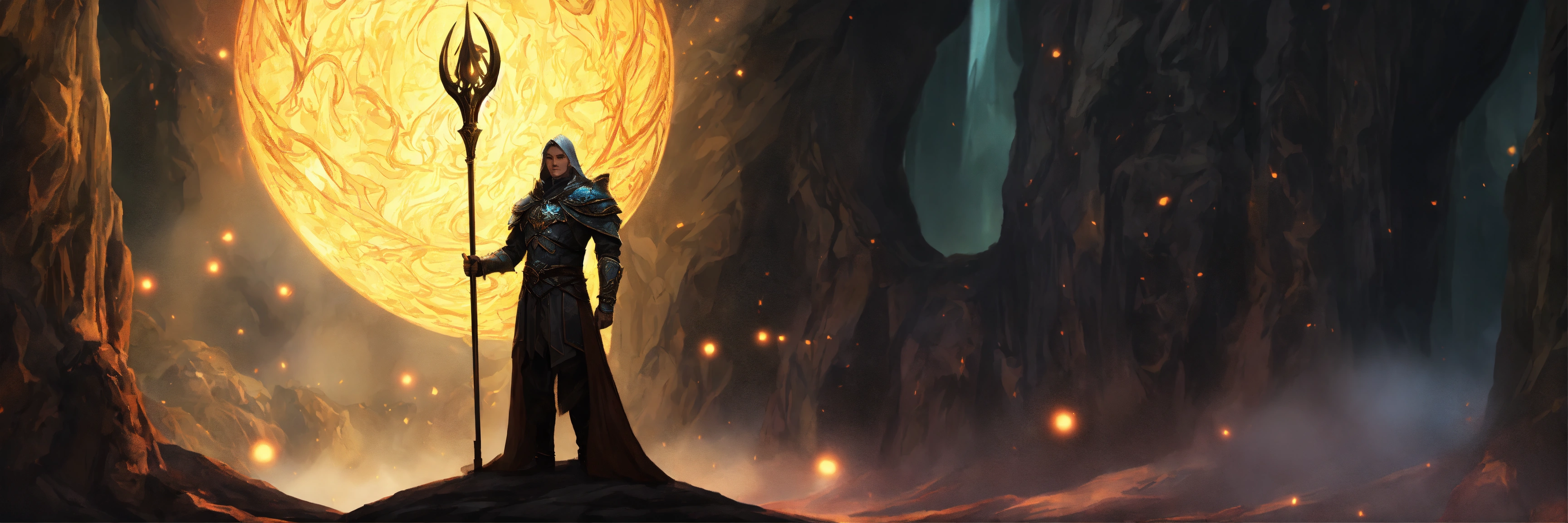 Lexica - Create a elder elf god, standing before a giant dark orb ...