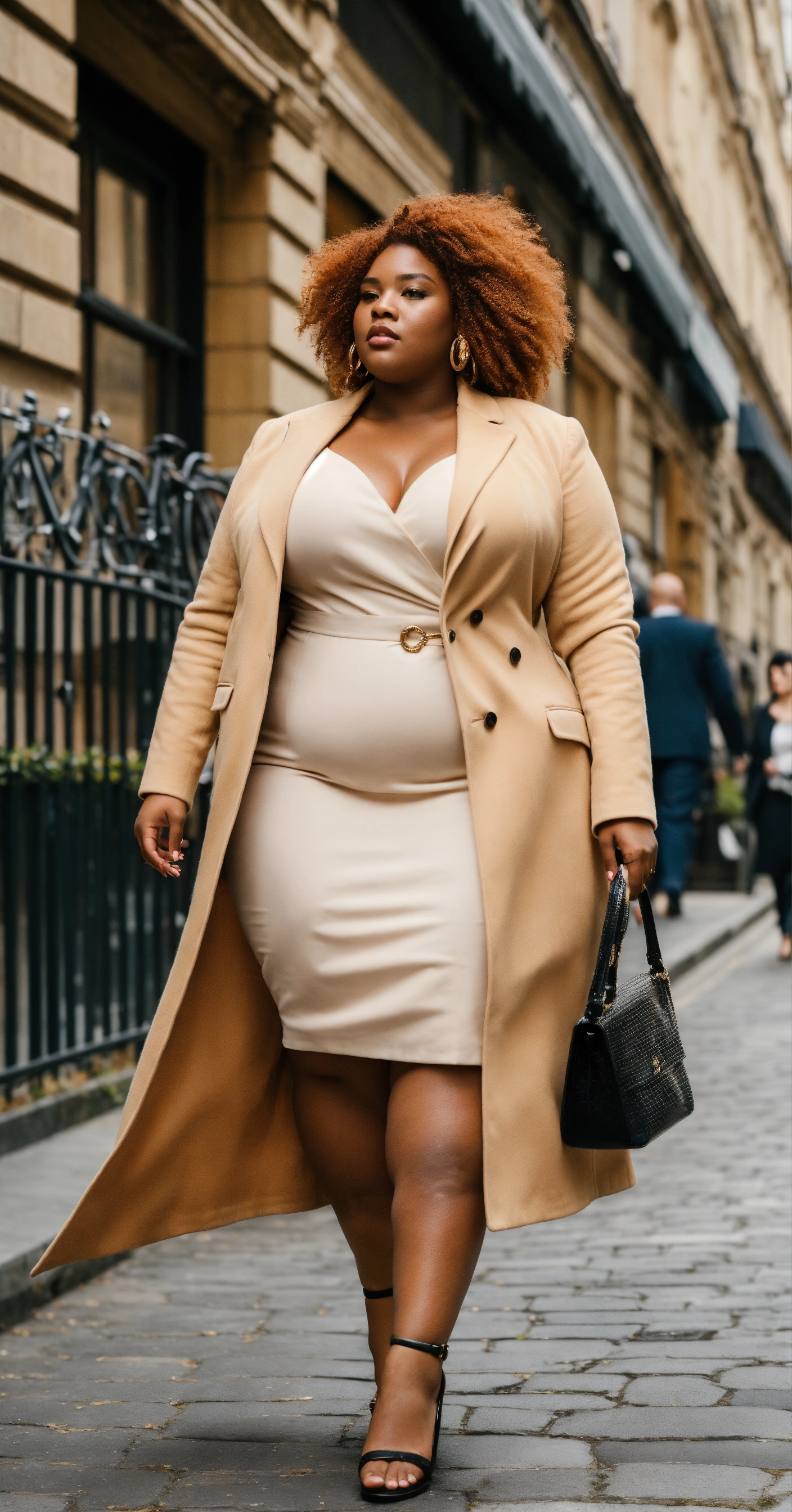 Lexica - Fashion Portrait of plus size black women, walking down the ...