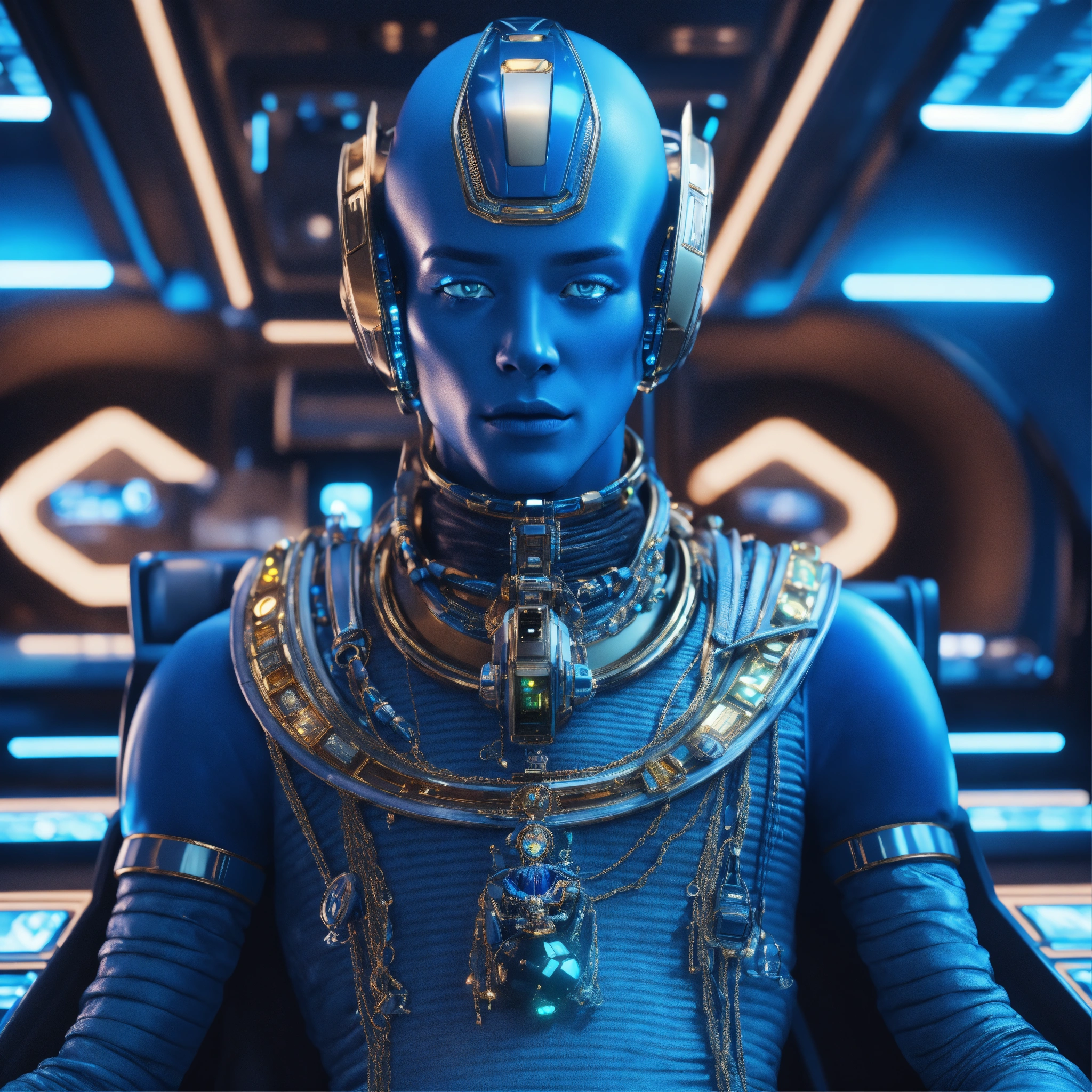 Lexica - Zoom out from a cool blue alien guy wearing space fashion with ...