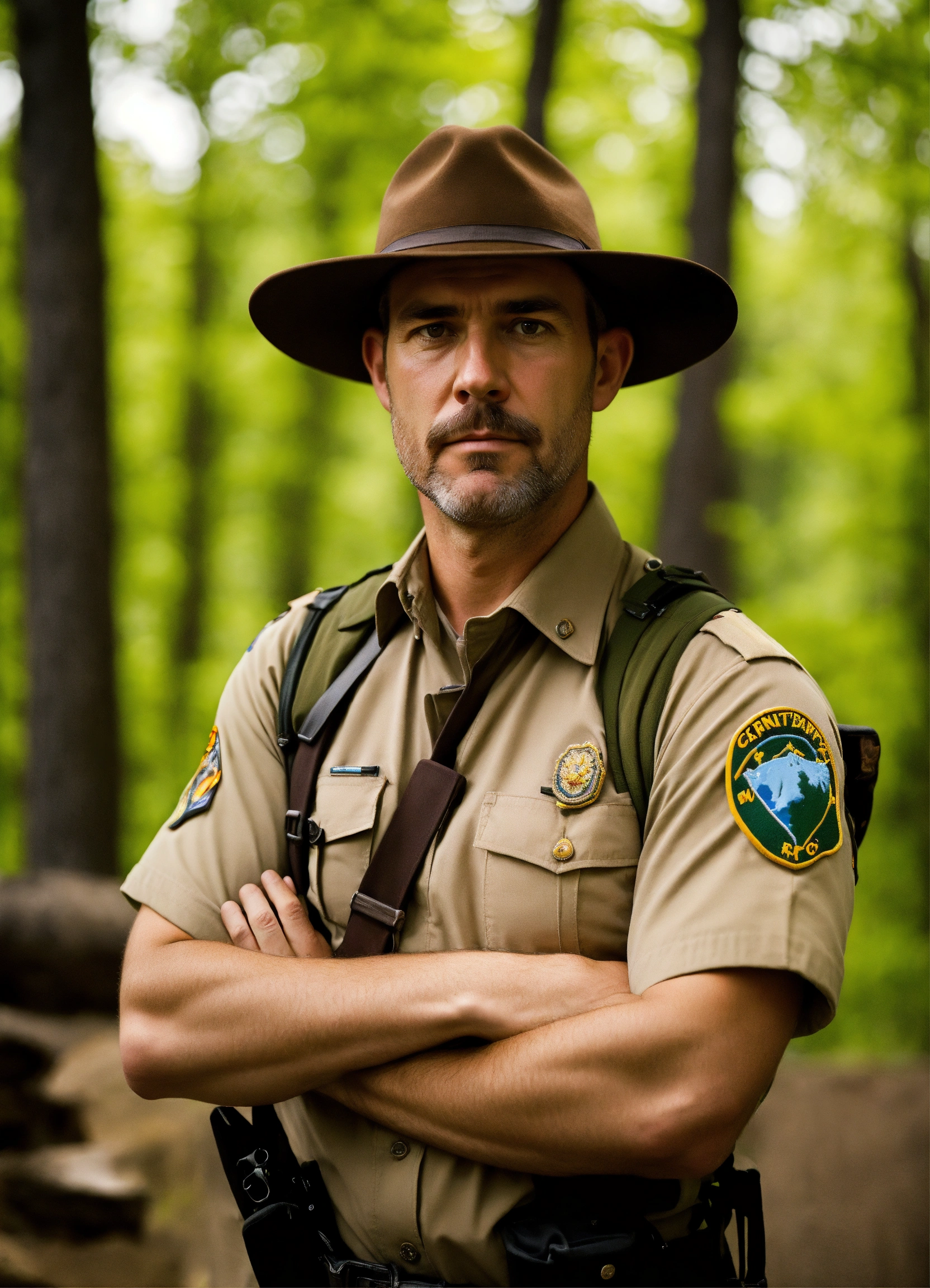 Lexica - Scared Canadian park ranger man, FRONT VIEW, casual clothes ...