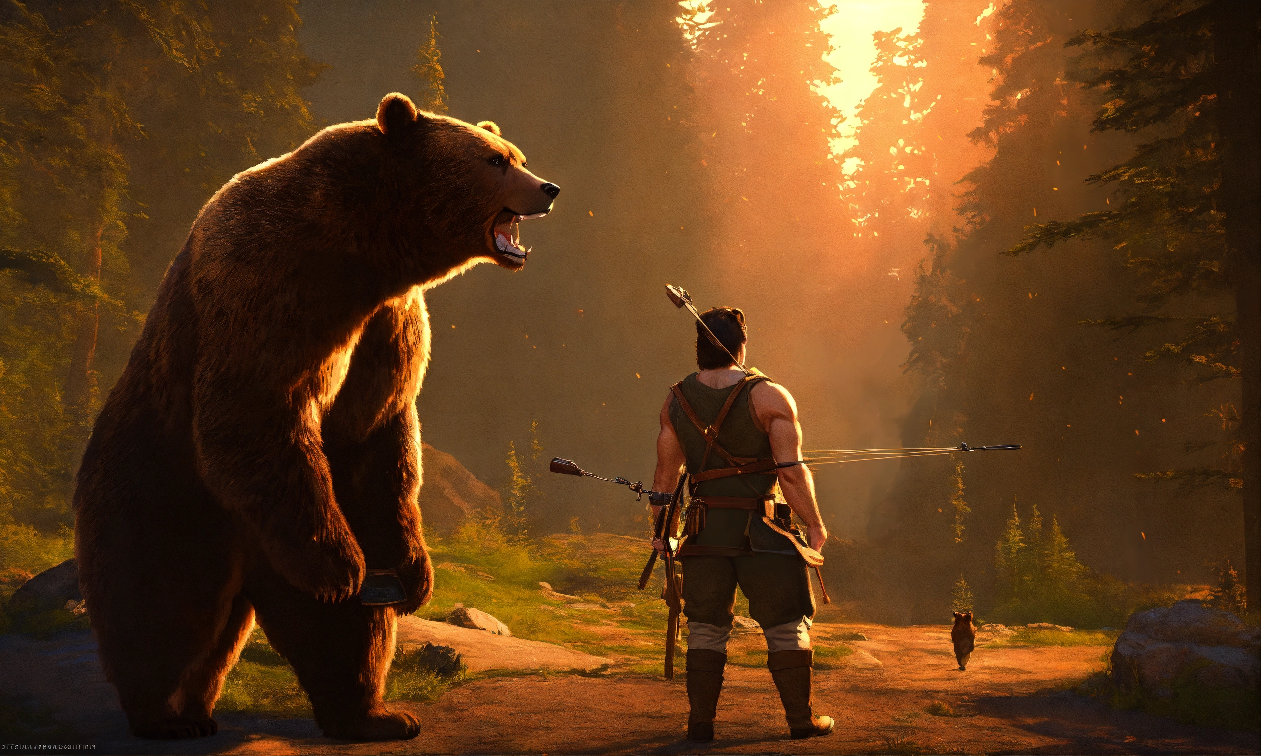 Lexica - Image Prompt David standing resolutely before the bear, his ...
