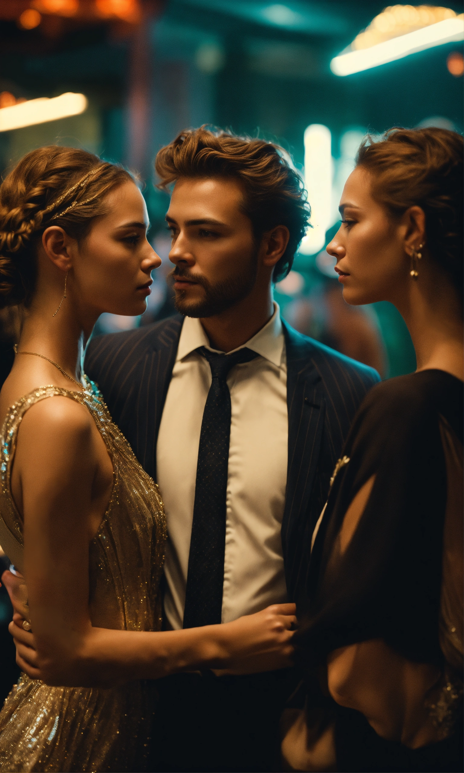 Lexica - Cinematic photo of man with two women, realistic details, ultra 8k