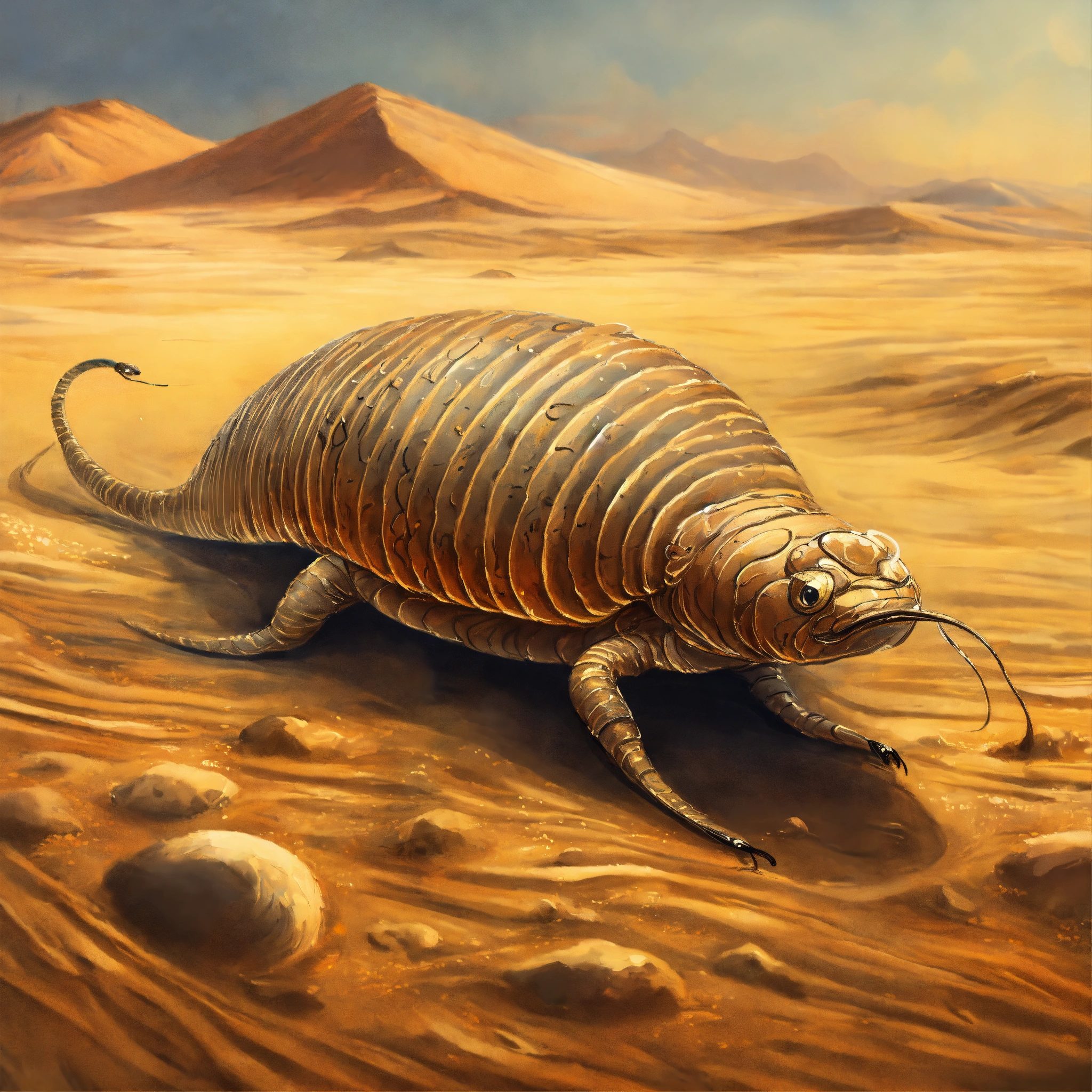 Lexica - Concept art of a Mongolian sand blind worm, oil painting style ...
