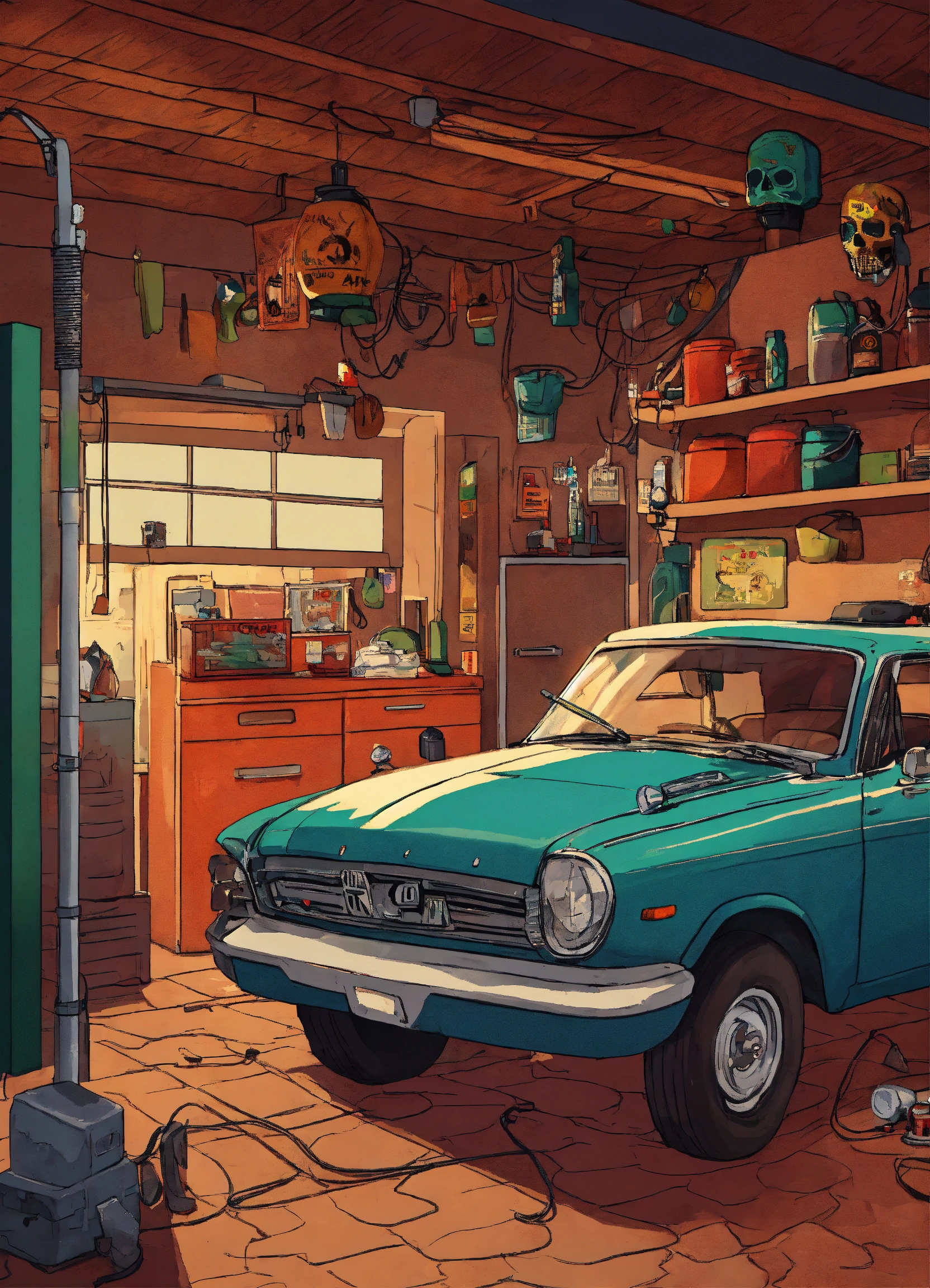 Lexica - A digital illustration of a mexican car repair shop, inspired ...