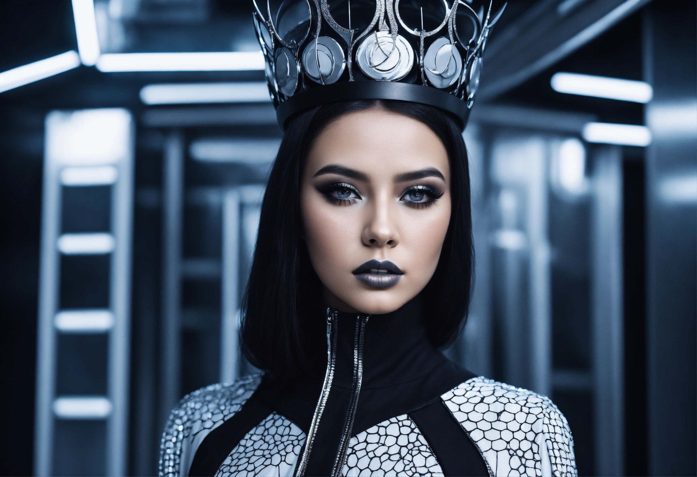 Lexica - A beautiful female pop futuristic girl colors only black and ...