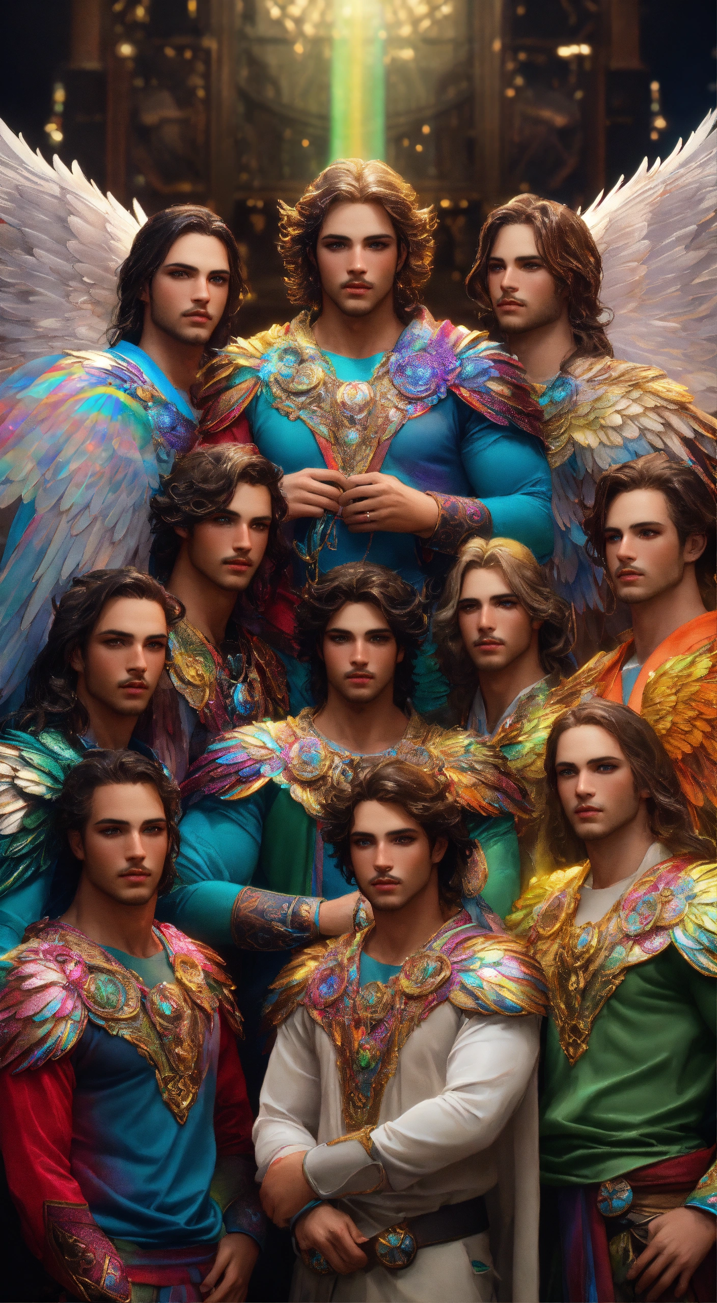 Lexica - Group of 7 beautiful and perfect male Angels, detailed and ...