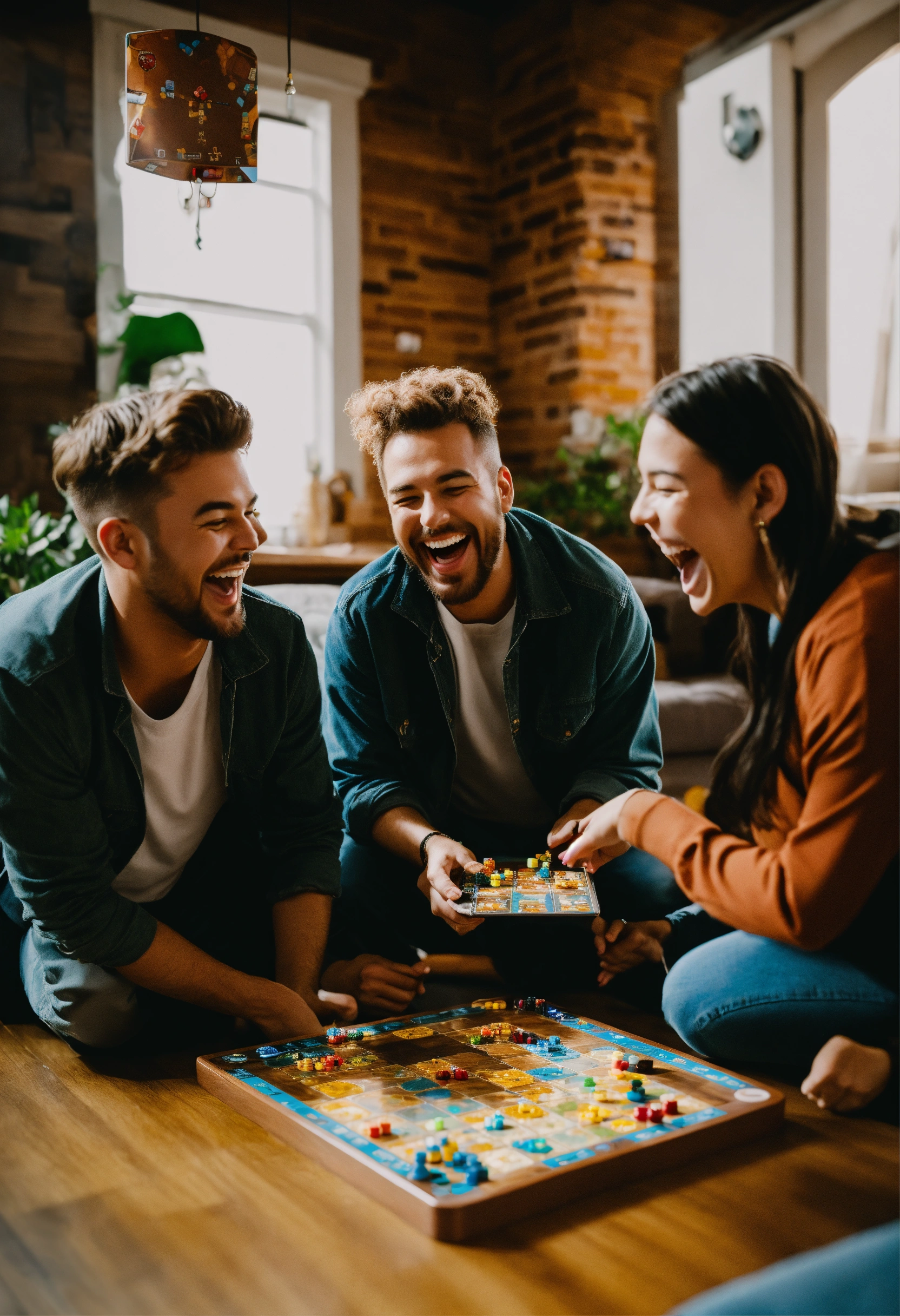 Lexica - 3 friends laugh Playing board game