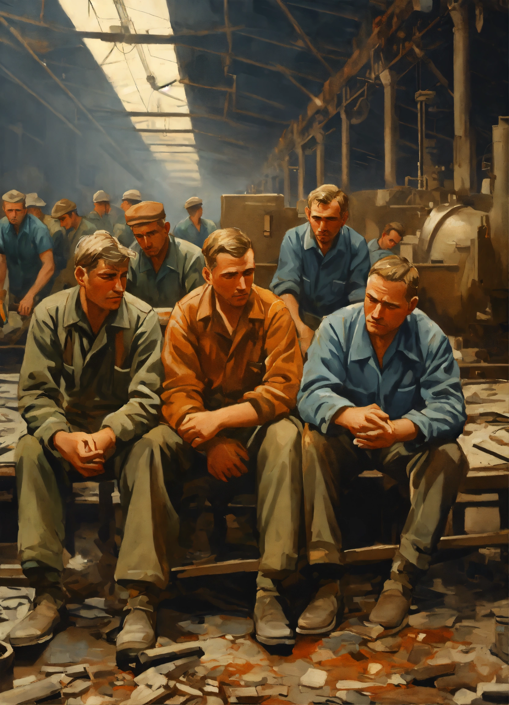 Lexica - Portrait of depressed workers in a factory in the USSR ...