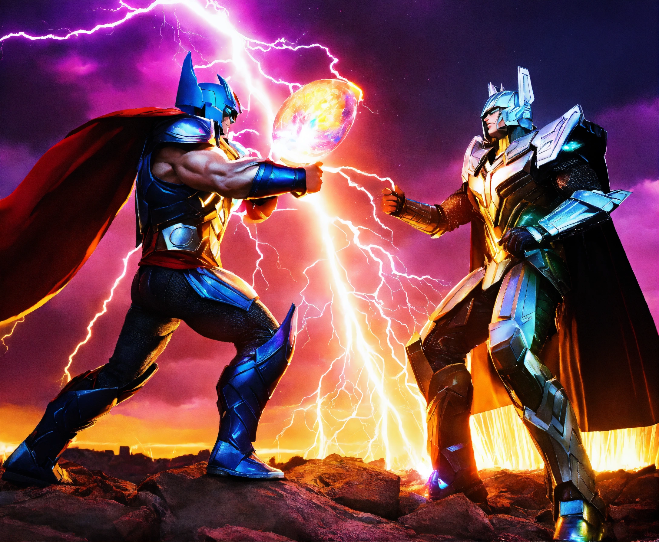 Lexica - Glowing dark thor vs transformer Megatron god rainbow water ...