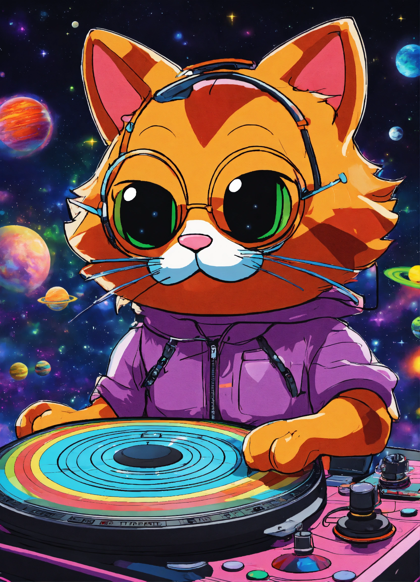 Lexica - Garfield with dj turn table, turn, abstract, psychedelic ...