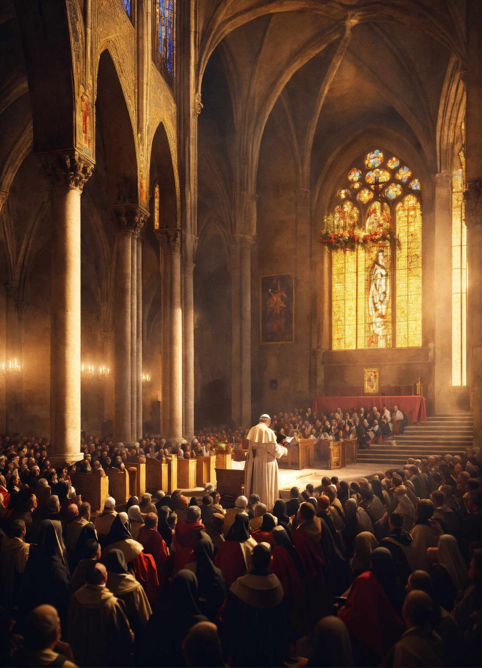 Lexica - Pope reading a gospel to a large audience. Gothic beautiful ...