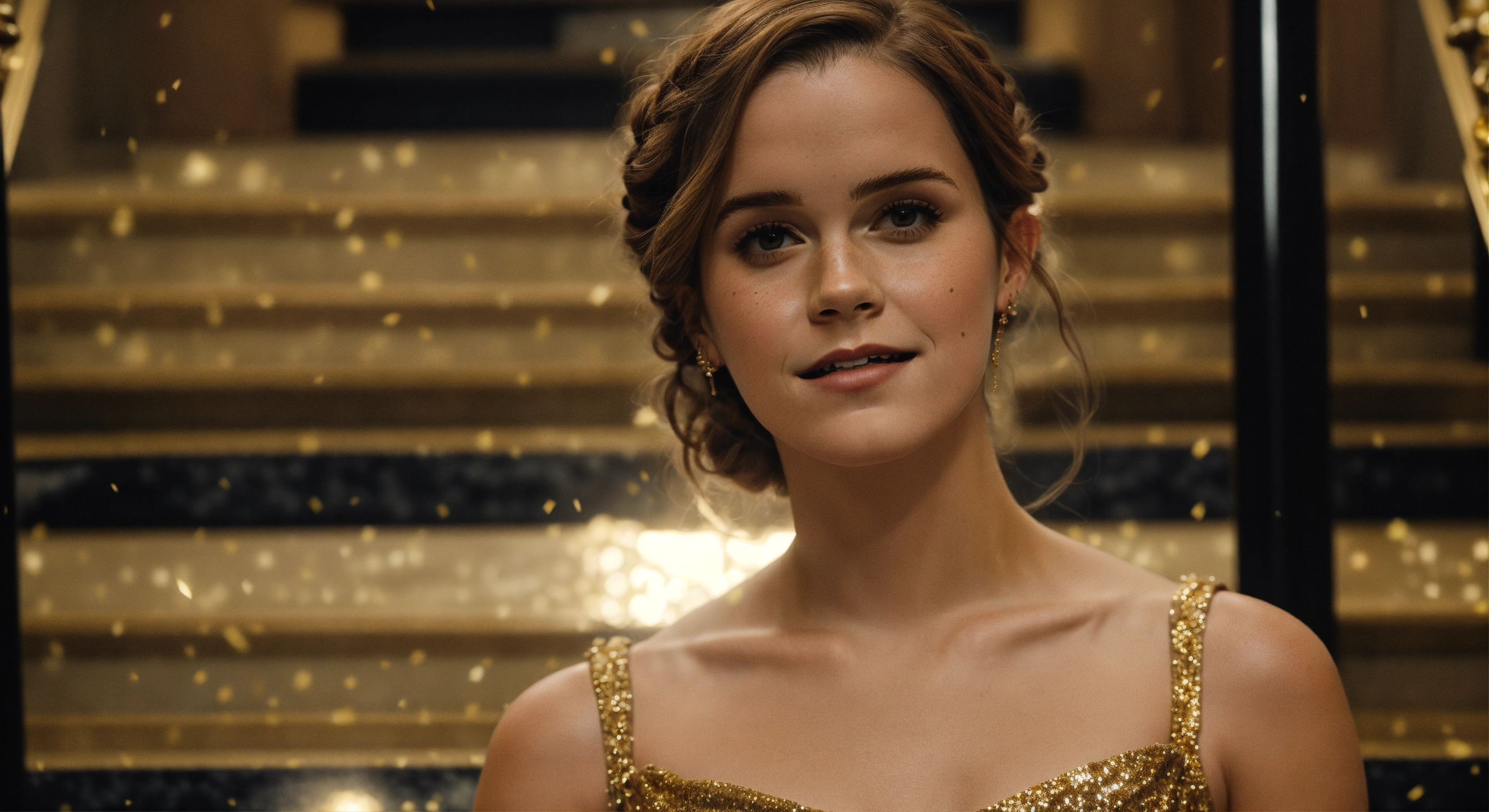 Lexica - High quality, movie scene of emma watson as hermione granger smile with a curly updo in ...