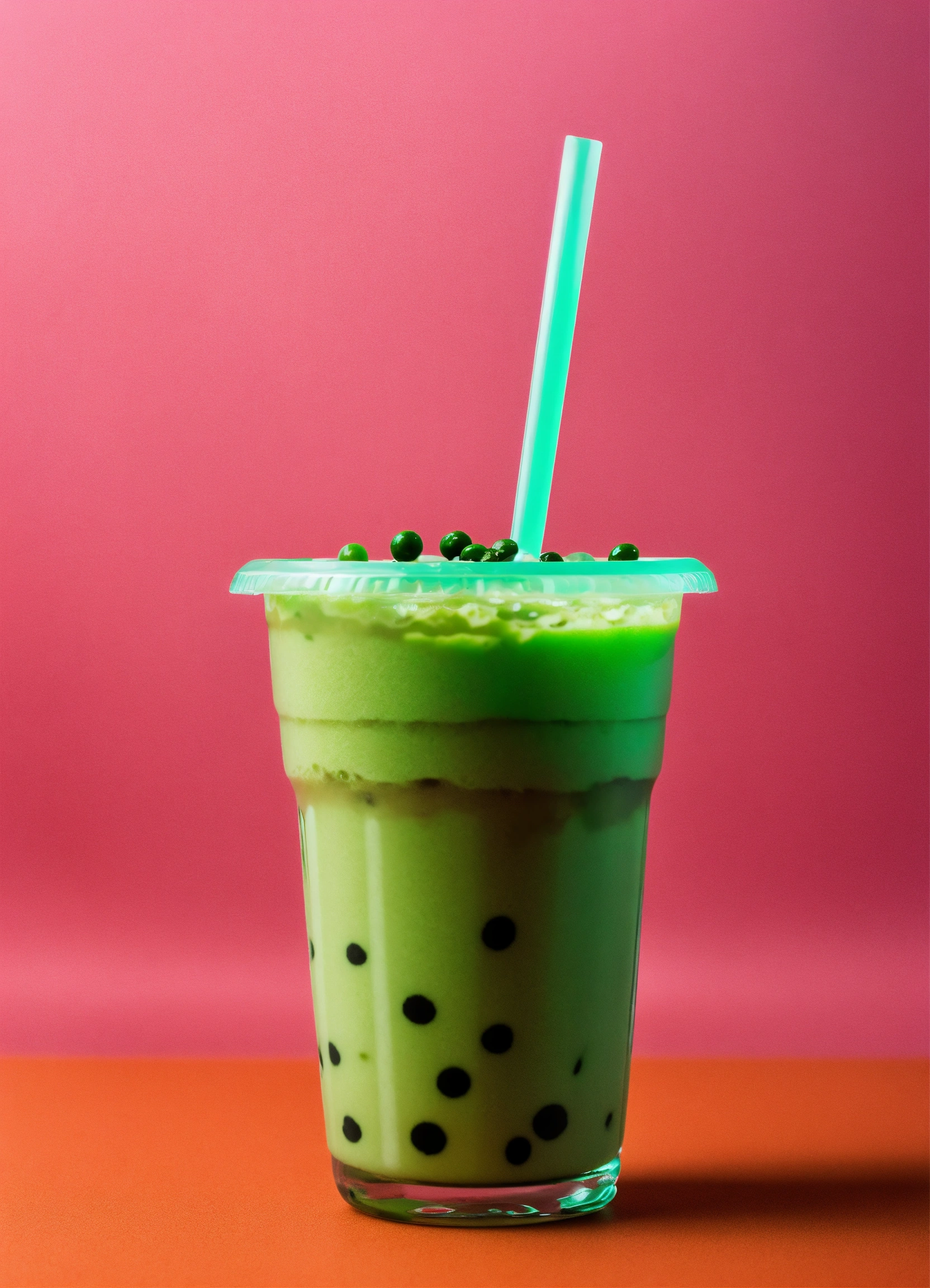 Lexica - Floating green boba tea. Stickers on cup. clear cup. studio ...
